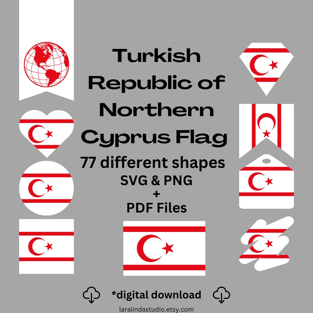 Turkish Republic of Northern Cyprus Flag Bundle 77 SVG & 77 PNG ...