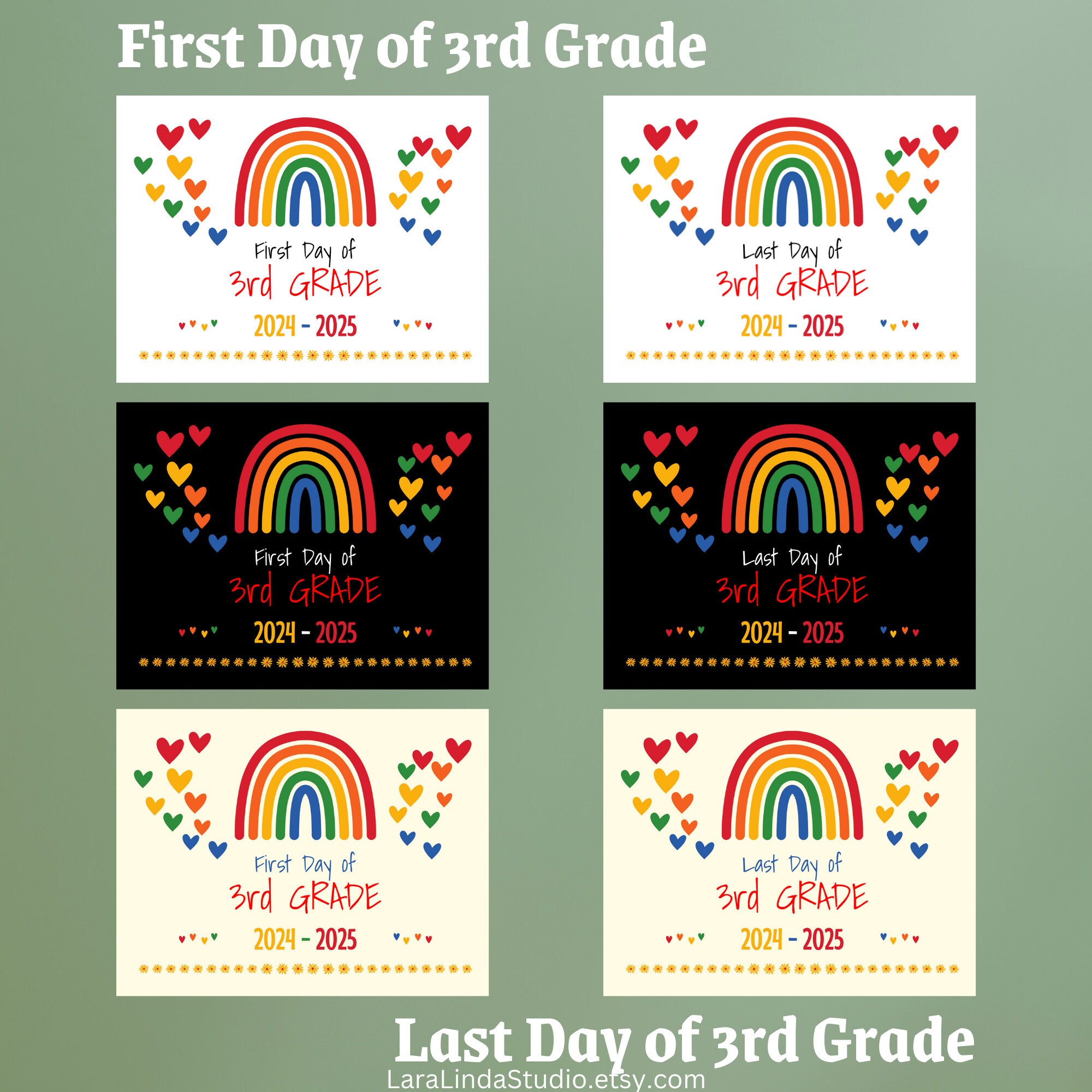 Printable First Day of 3rd Grade and Last Day of 3rd Grade Signs 2024 ...