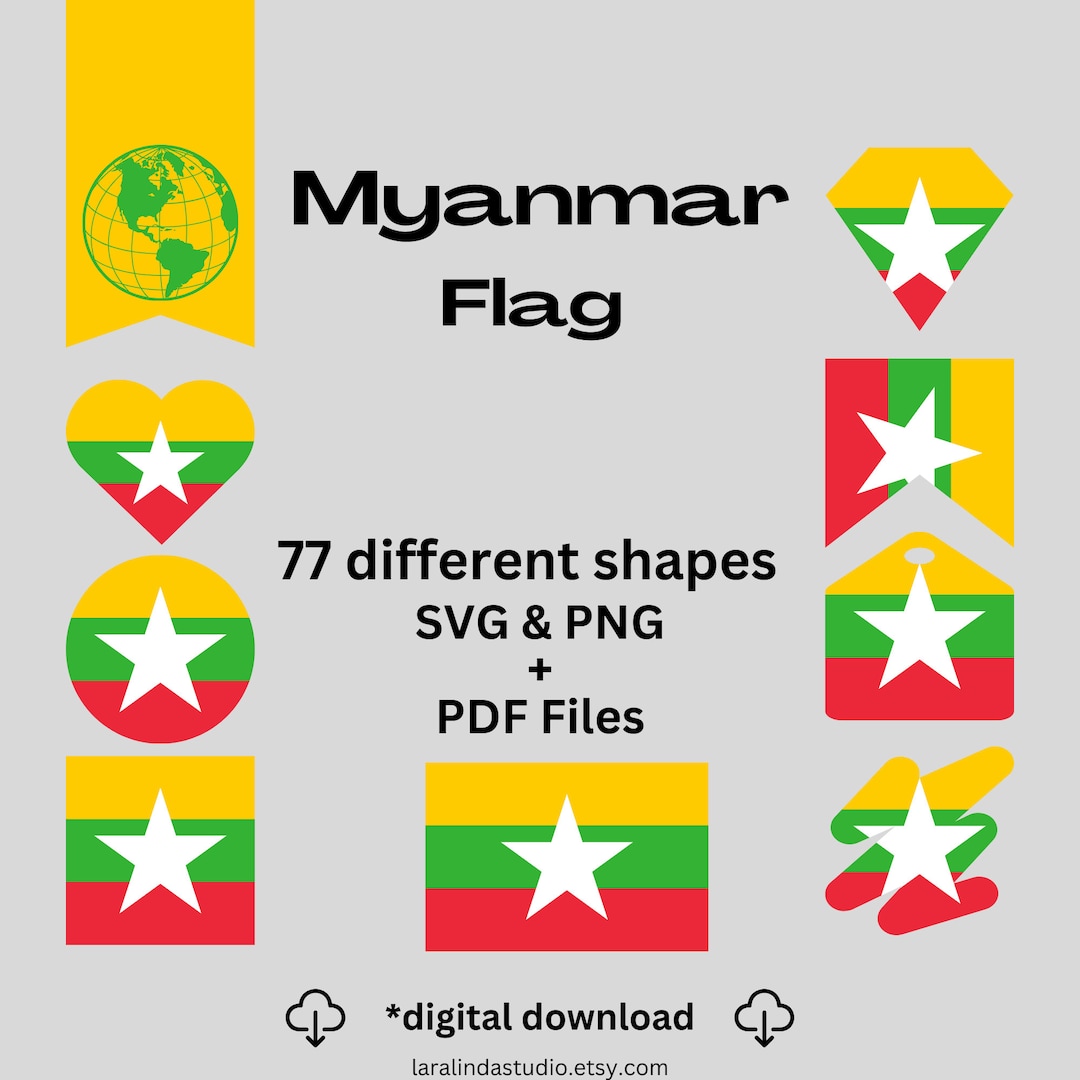 Myanmar Flag Bundle 77 SVG & 77 PNG Printable Files for Ready to Use ...