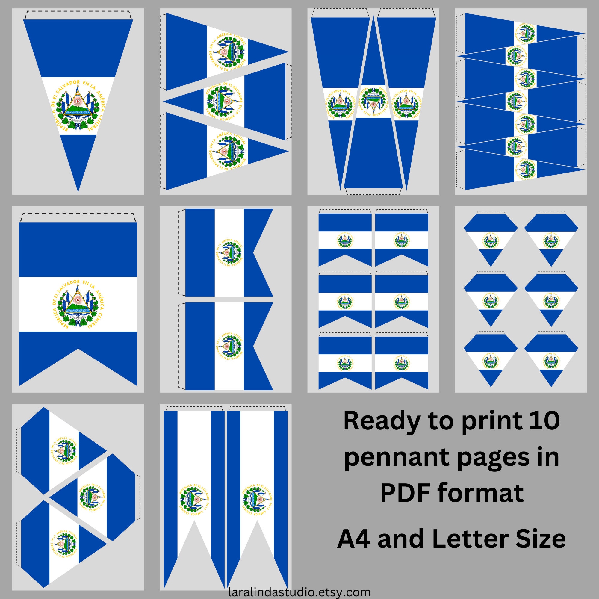 El Salvador Flag Bundle 77 SVG & PNG Printable Files for Ready to Use ...