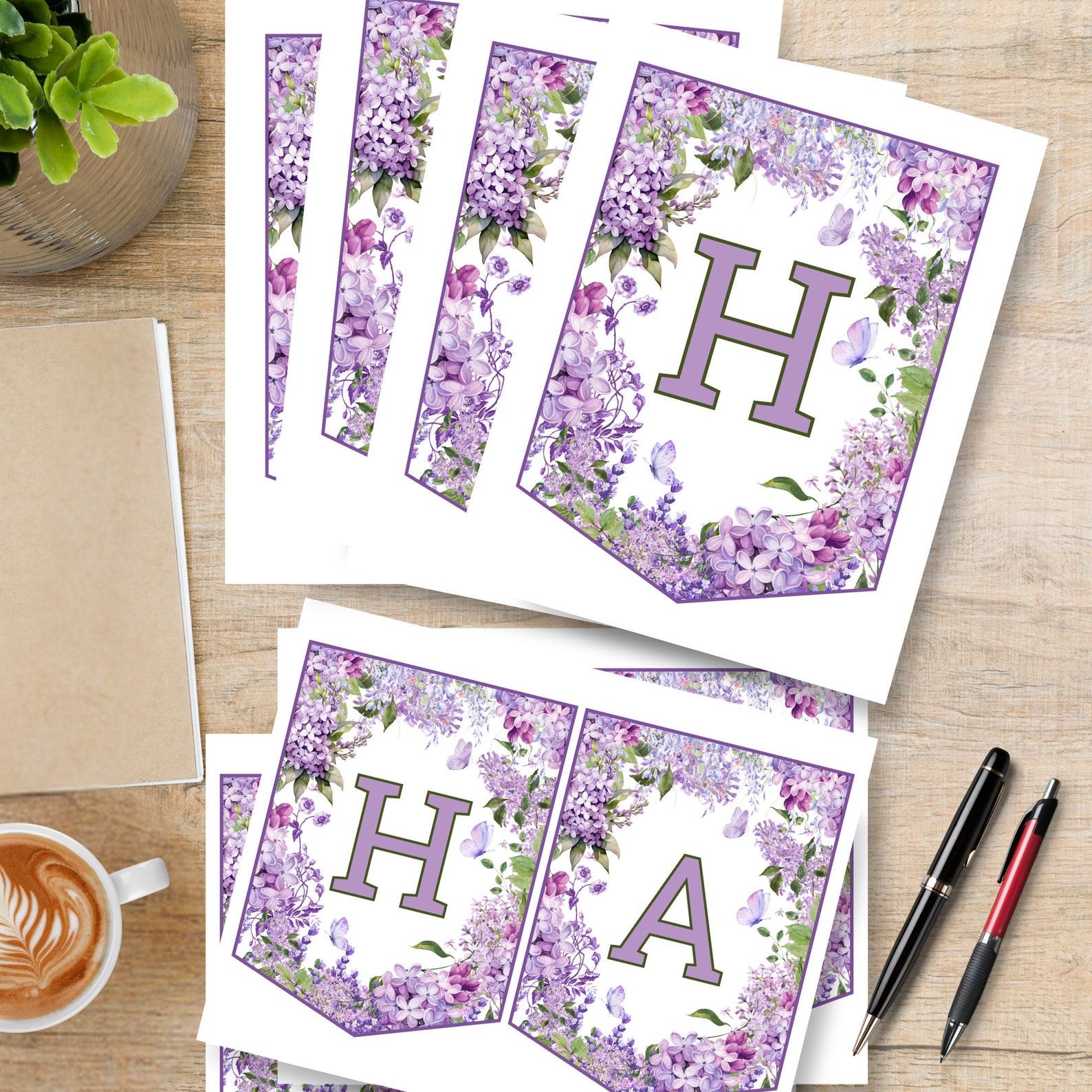 Happy Birthday Banner Lilac Themed Birthday Decor in 3 Sizes Flower ...