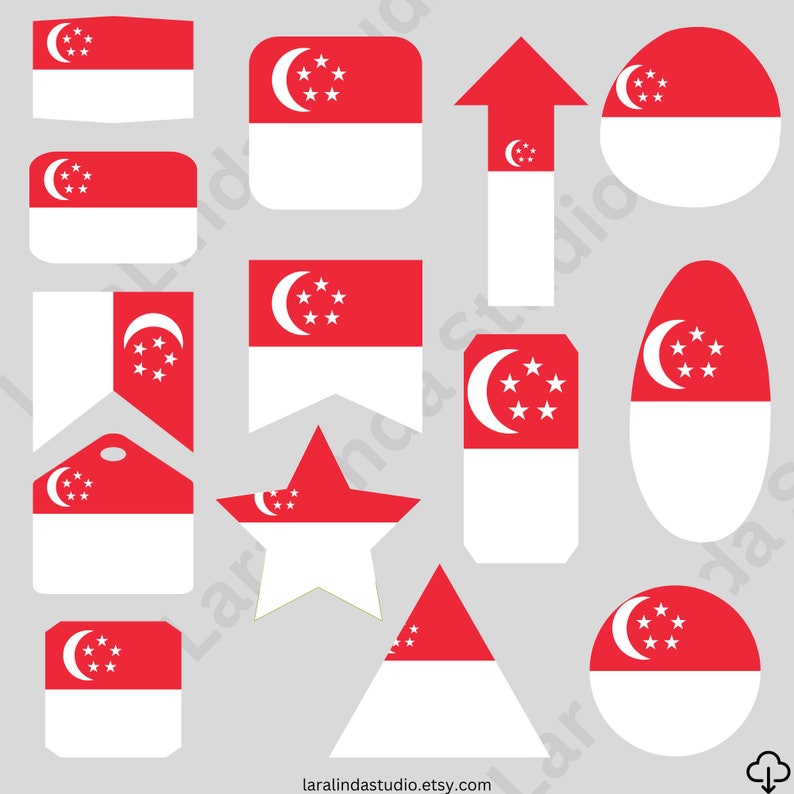 Singapore Flag Bundle 77 SVG & 77 PNG Printable Files for Ready to Use ...