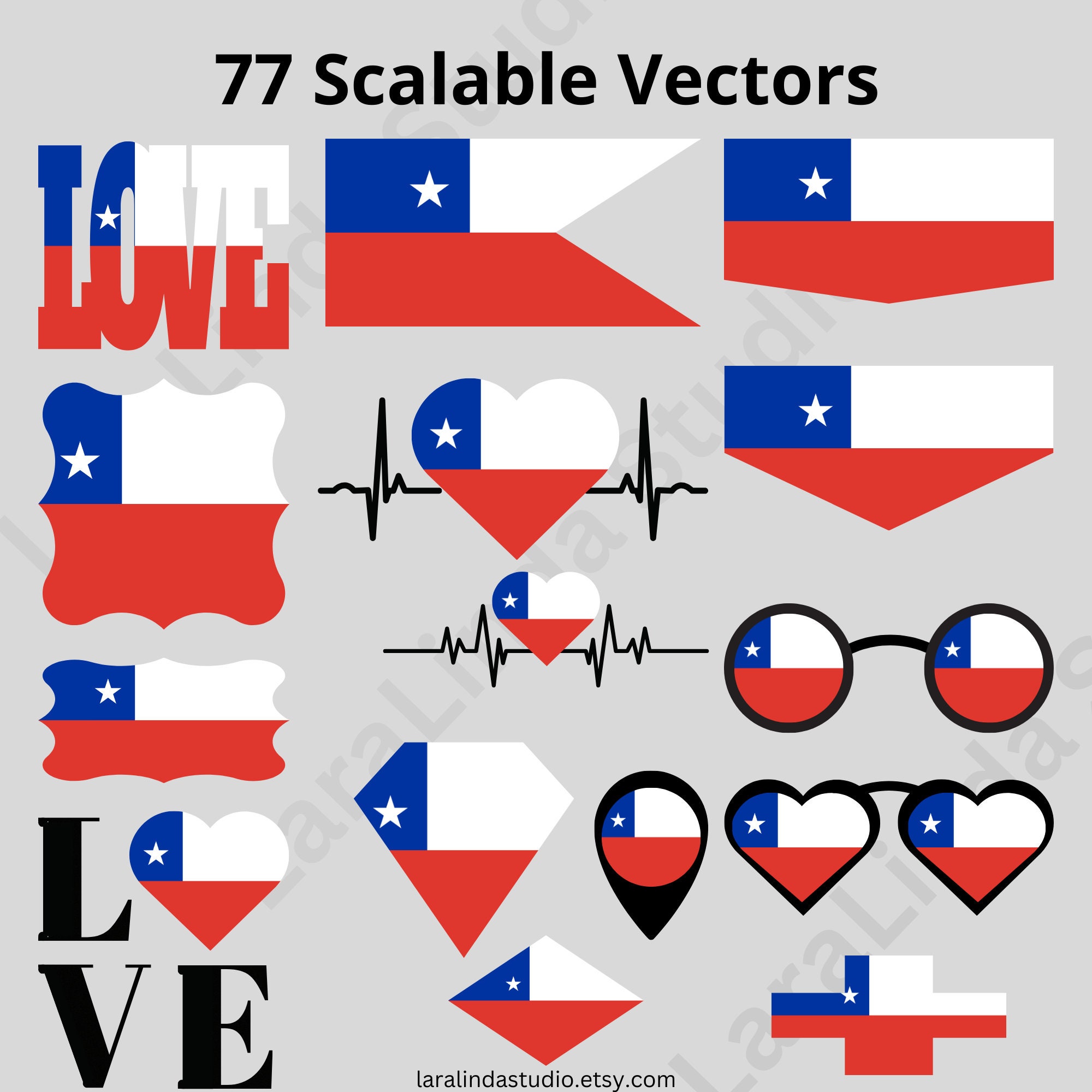Chile Flag Bundle 77 SVG & PNG Printable Files for Ready to Use Designs ...