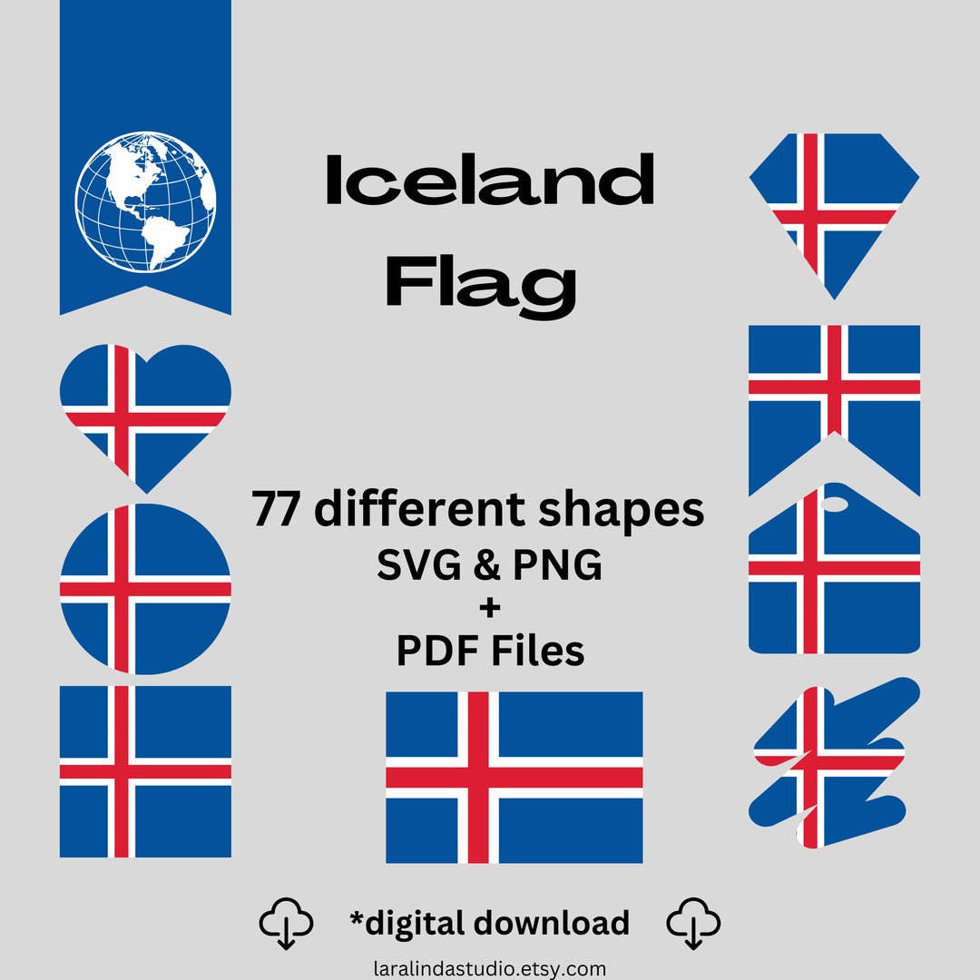Iceland Flag Bundle 77 SVG & PNG Printable Files for Ready to Use ...
