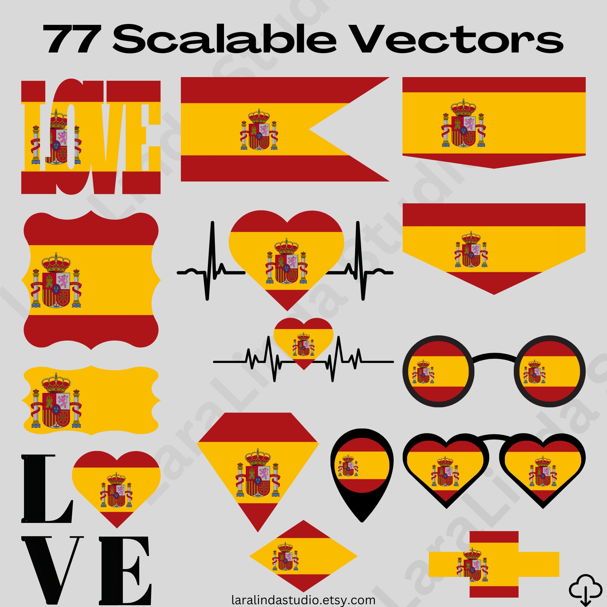 Spain Flag Bundle 77 SVG & PNG Printable Files for Ready to Use Designs ...