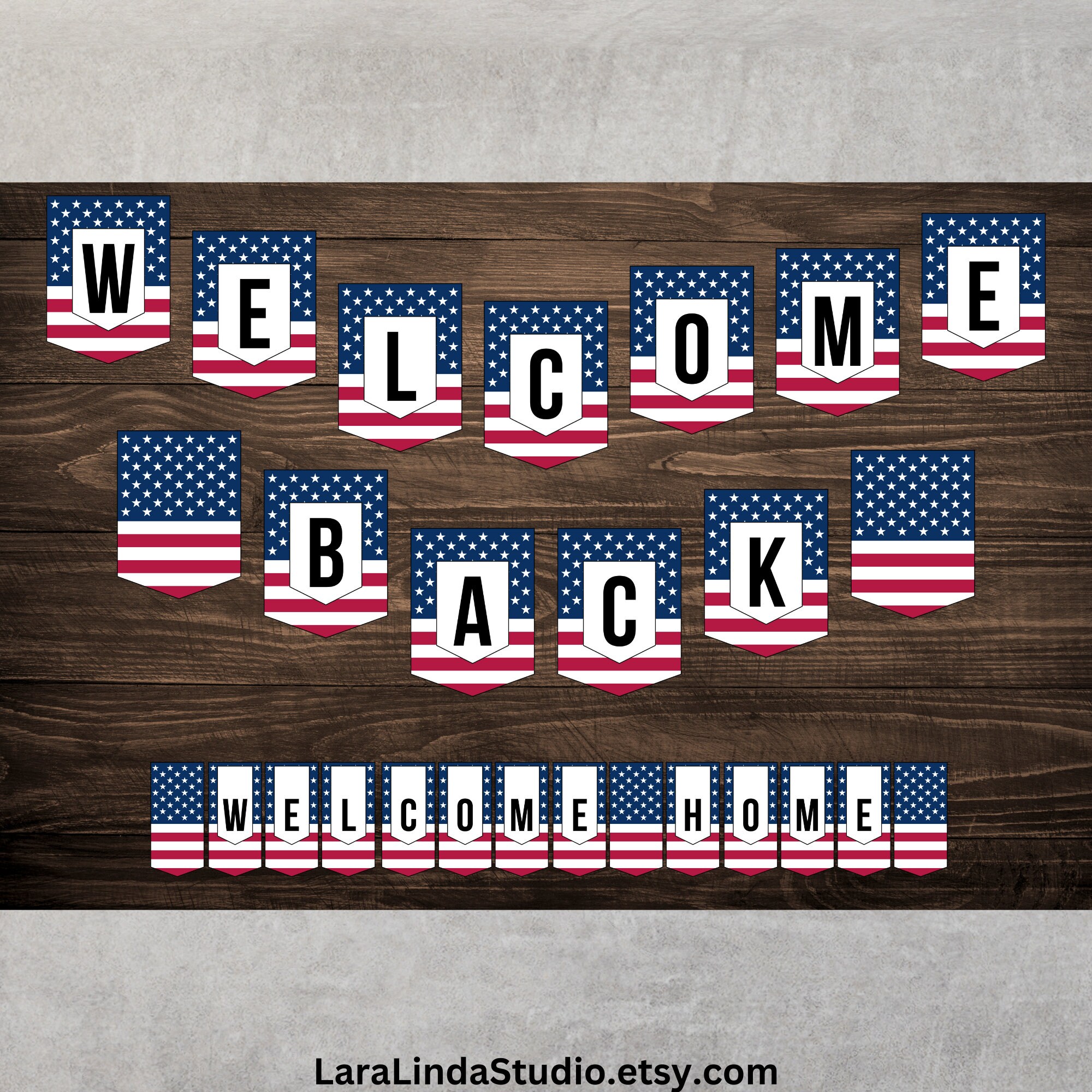 Welcome Back Banners for USA Flag Theme Welcome Party With Custom Words ...