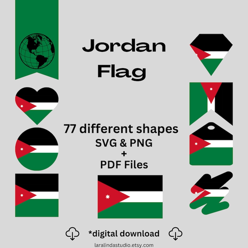 Jordan Flag Bundle 77 SVG & 77 PNG Printable Files for Ready to Use ...