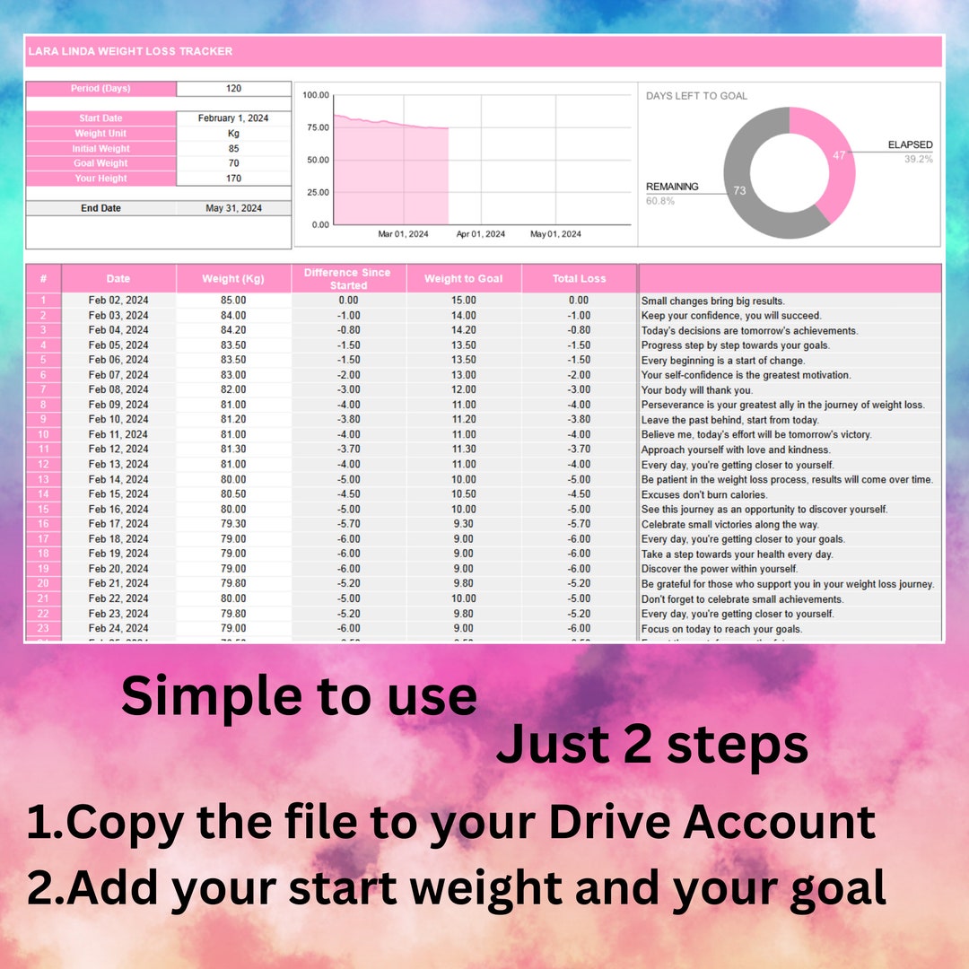 Very Easy to Use Weight Loss Tracker Pink Gray - Etsy