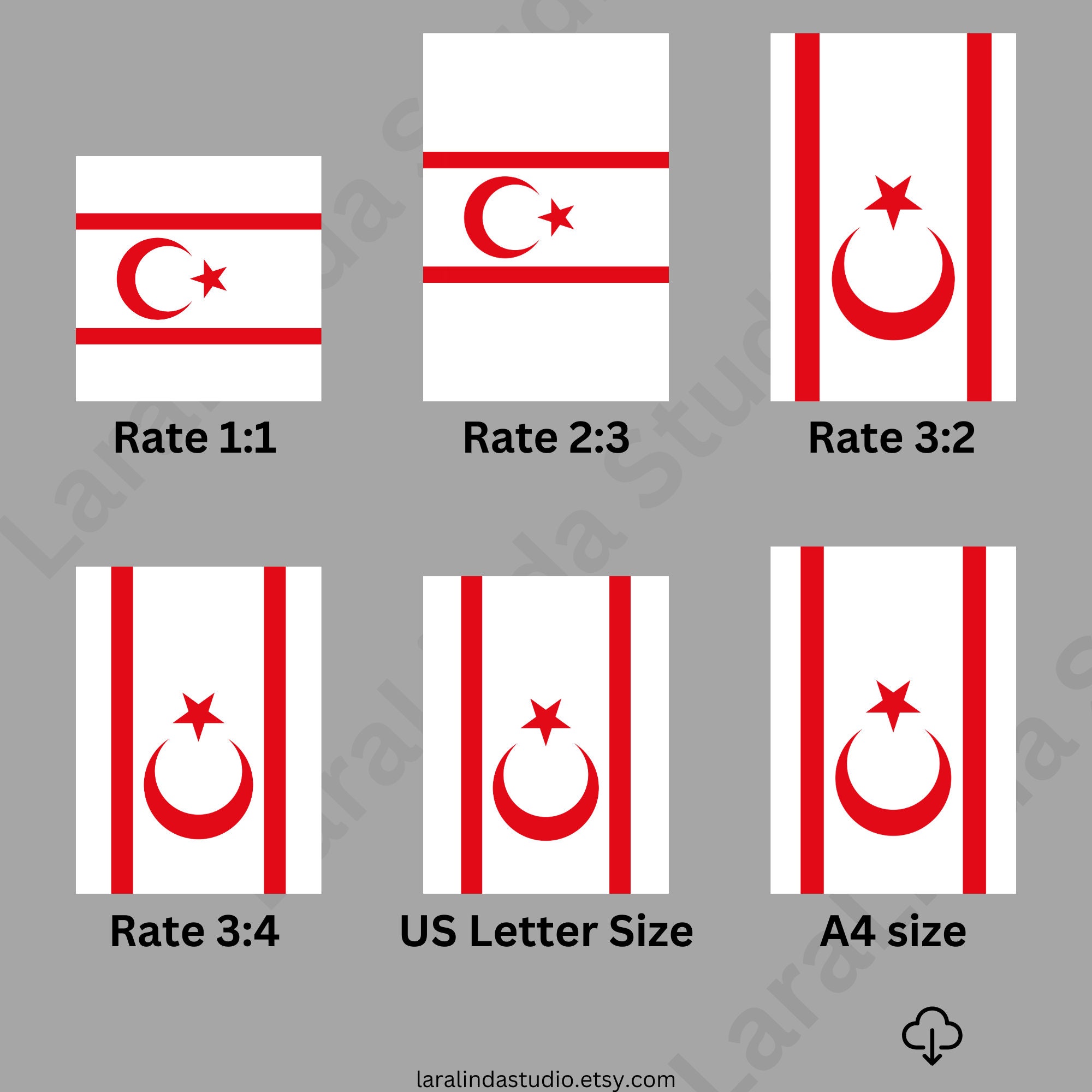 Turkish Republic of Northern Cyprus Flag Bundle 77 SVG & 77 PNG ...