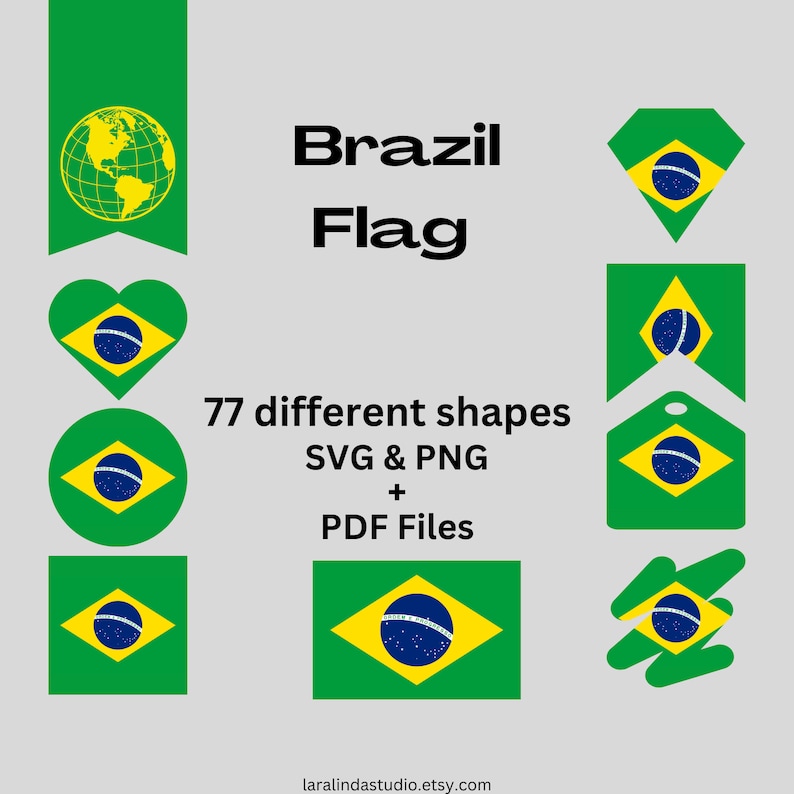 Brazil Flag Bundle 77 SVG & PNG Printable Files for Ready to Use ...