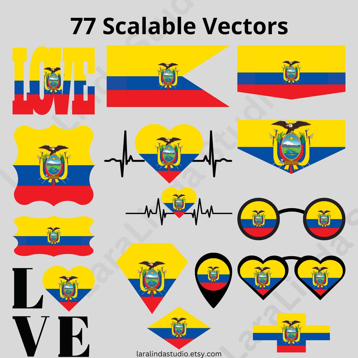 Ecuador Flag Bundle 77 SVG & PNG Printable Files for Ready to Use ...