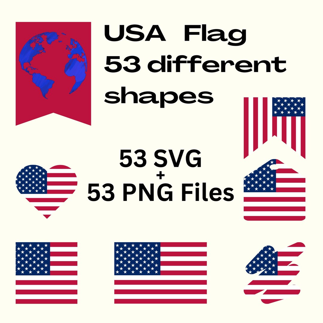 USA Flag Bundle 53 SVG & PNG Files for Print Ready Designs - Etsy