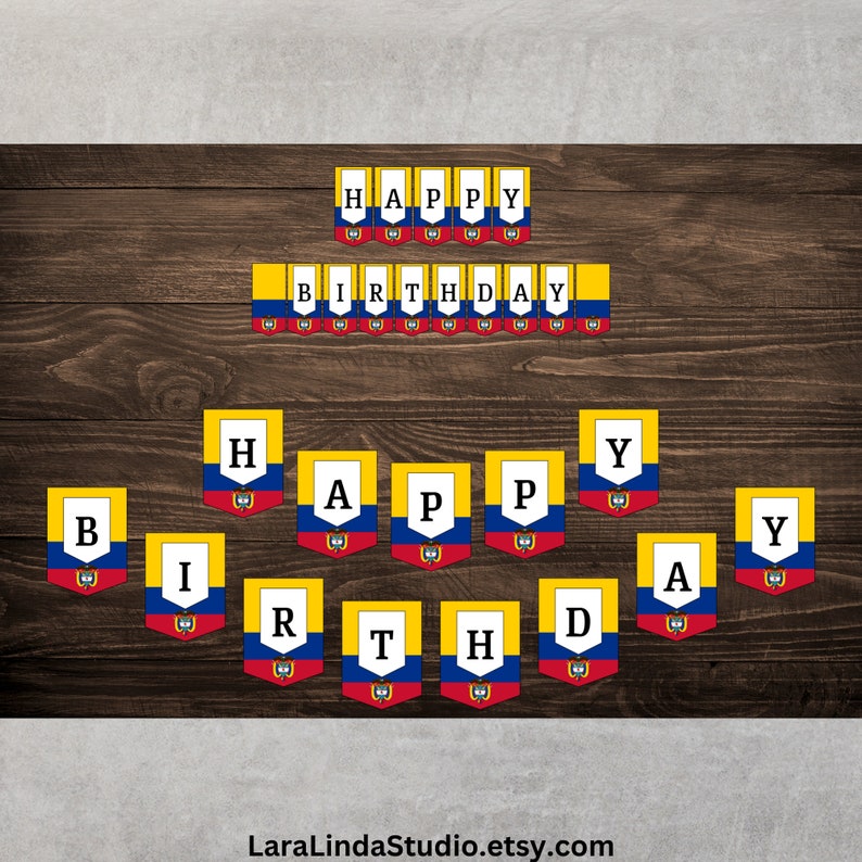 Happy Birthday Banner Colombia Flag Themed Digital Birthday Decoration ...