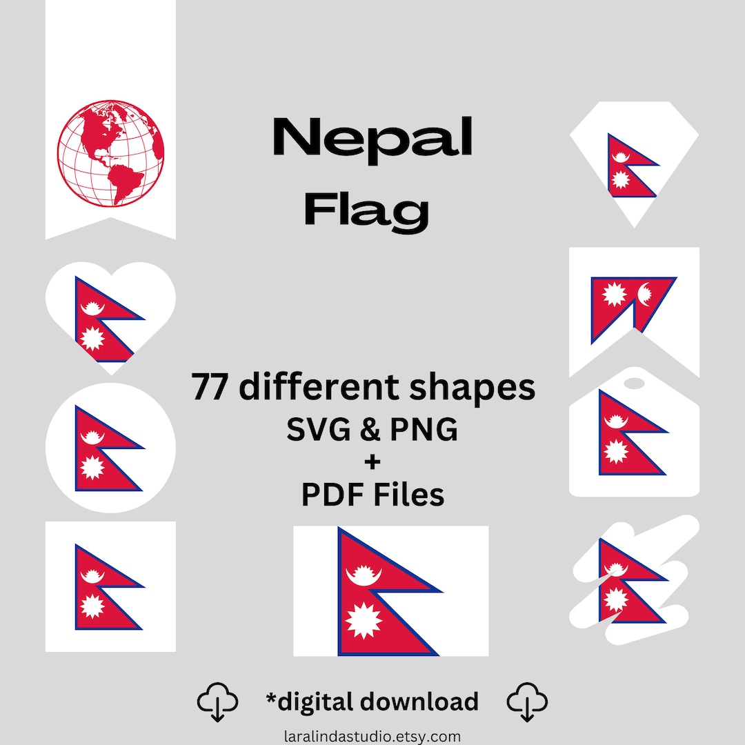Nepal Flag Bundle 77 SVG & 77 PNG Printable Files for Ready to Use ...