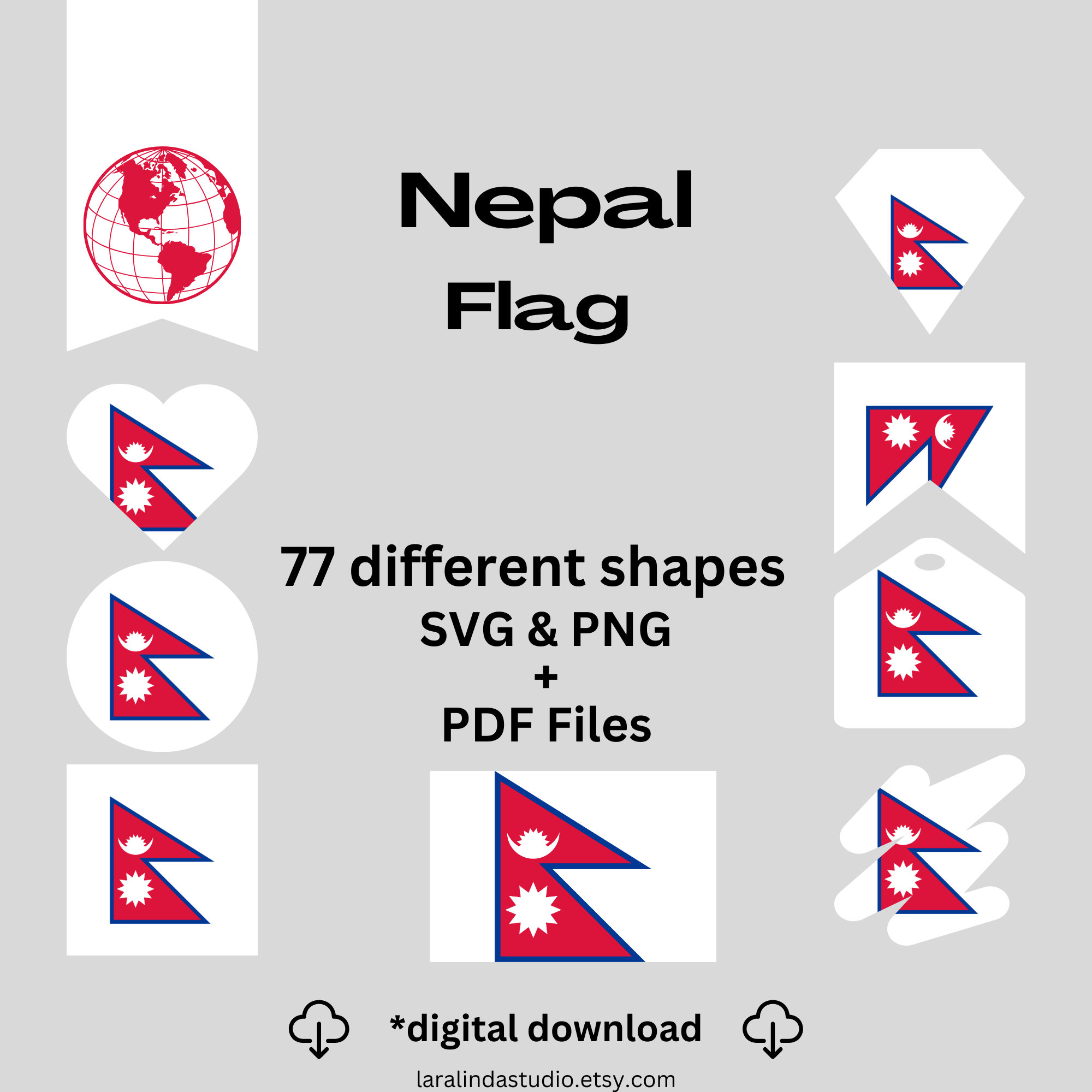 Nepal Flag Bundle 77 SVG & 77 PNG Printable Files for Ready to Use ...