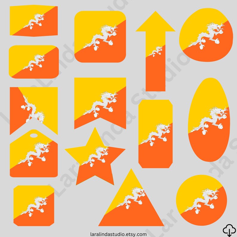 Bhutan Flag Bundle 77 SVG & 77 PNG Printable Files for Ready to Use ...