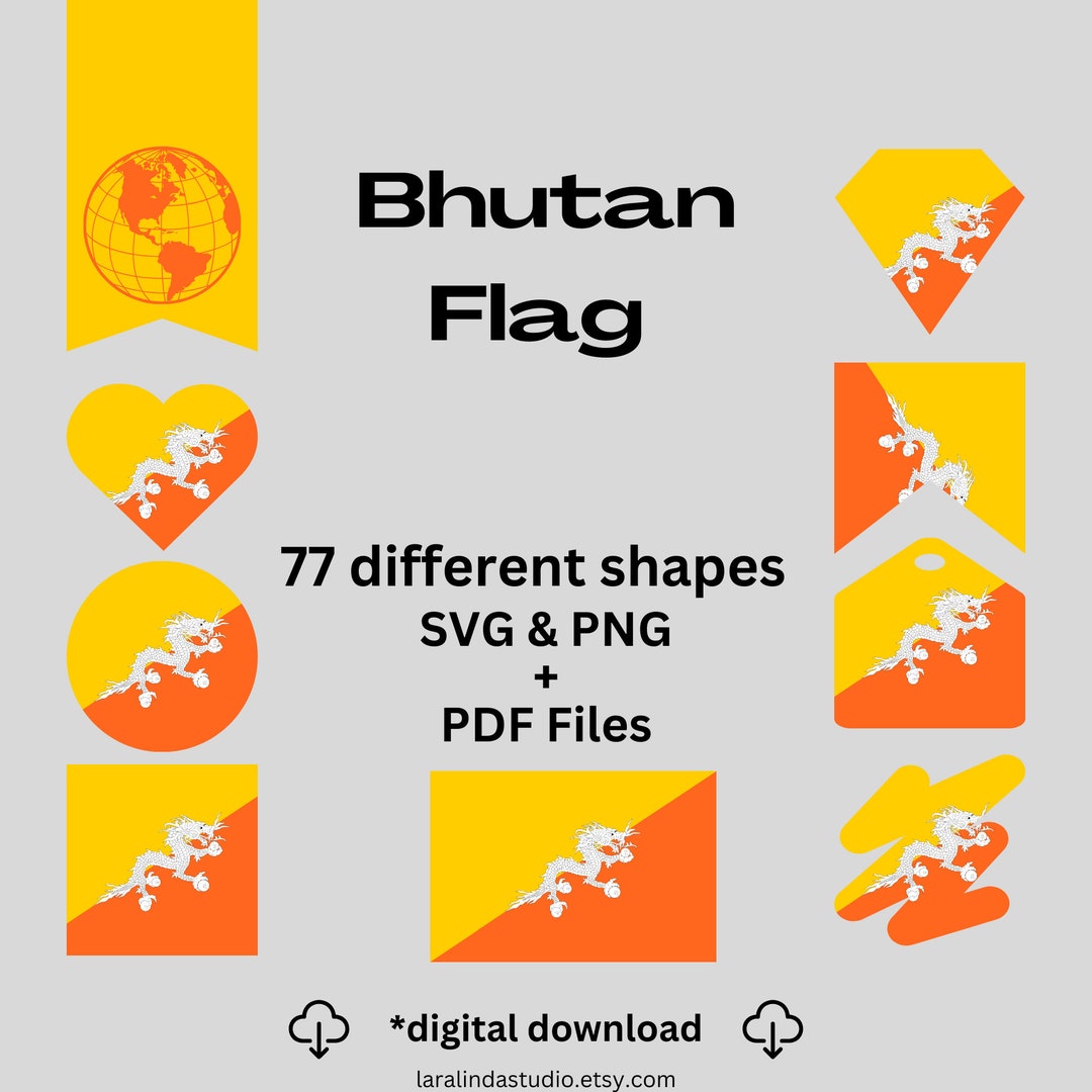 Bhutan Flag Bundle 77 SVG & 77 PNG Printable Files for Ready to Use ...