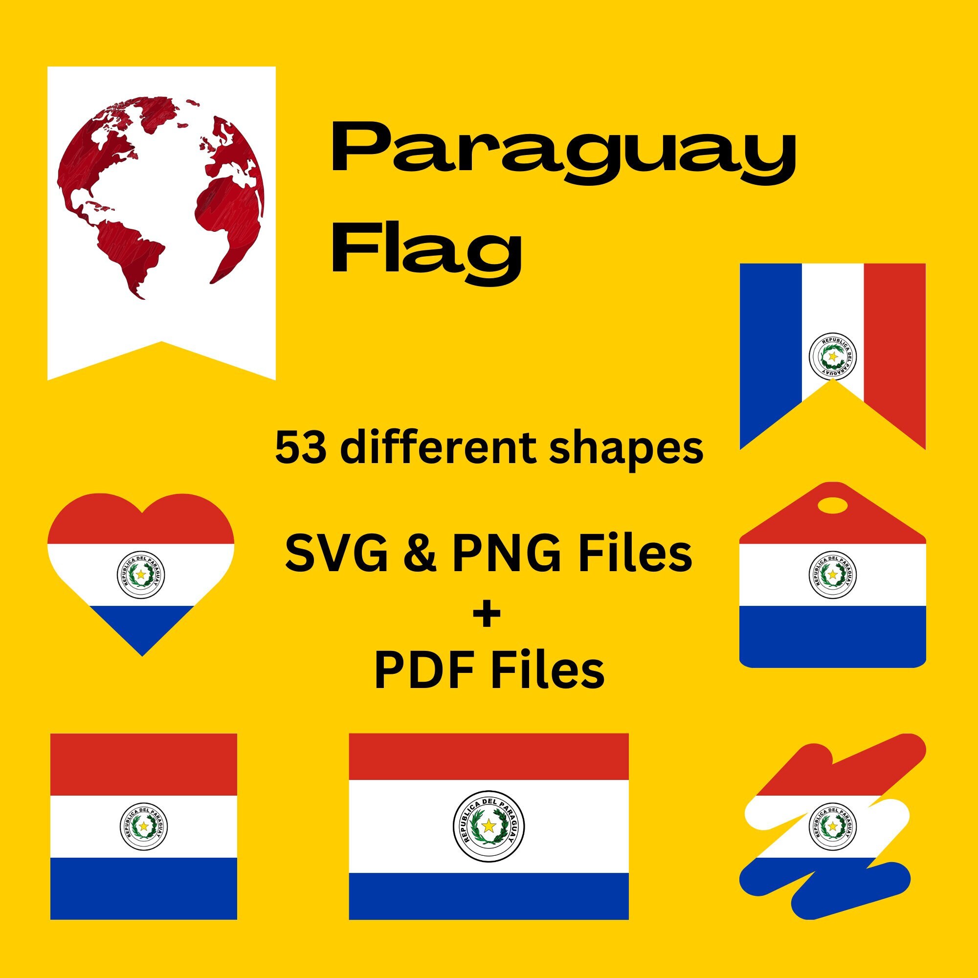 Paraguay Flag Bundle 53 SVG PNG Files for Ready to Print South America ...