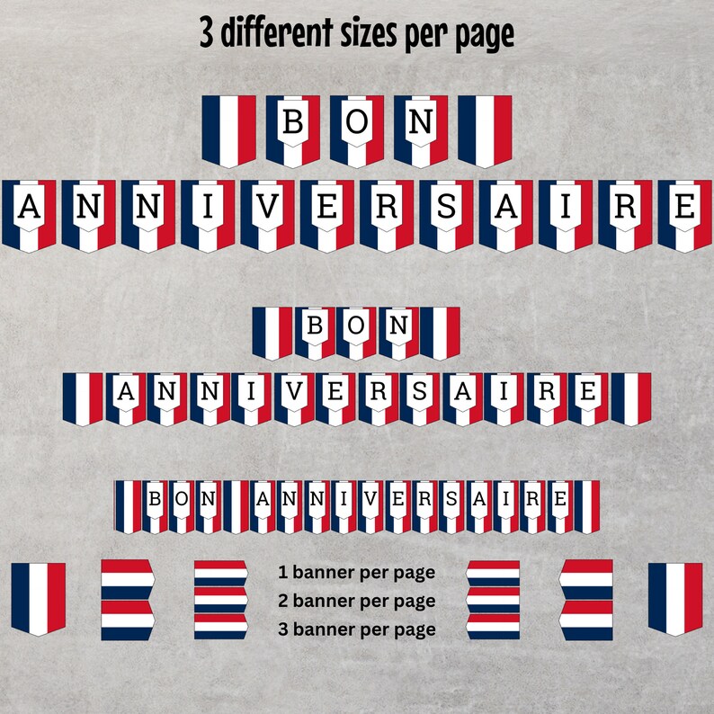 Happy Birthday Banner France Flag Themed Birthday Decoration Bon ...