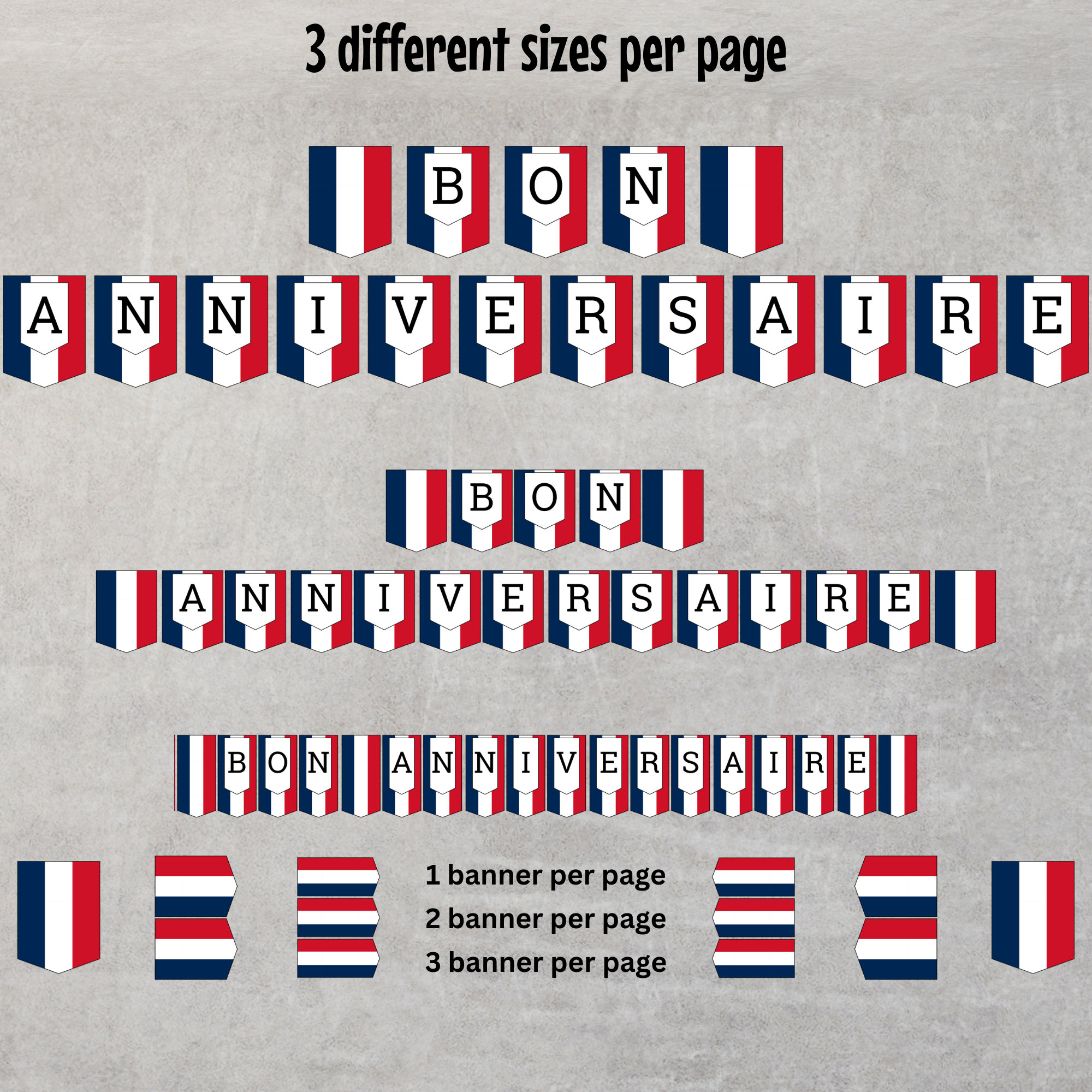 Happy Birthday Banner France Flag Themed Birthday Decoration Printable ...