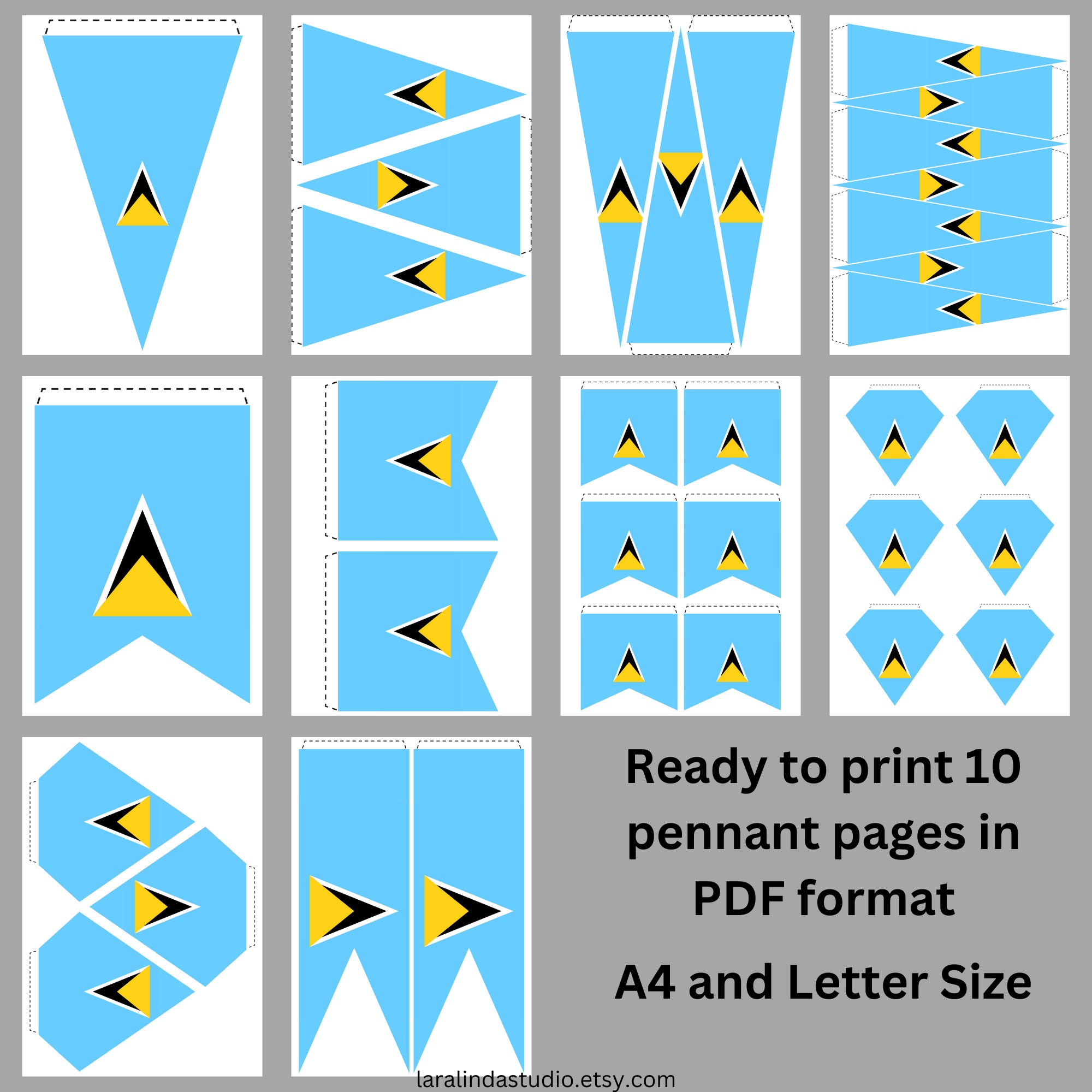Saint Lucia Flag Bundle 77 SVG & PNG Printable Files for Ready to Use ...