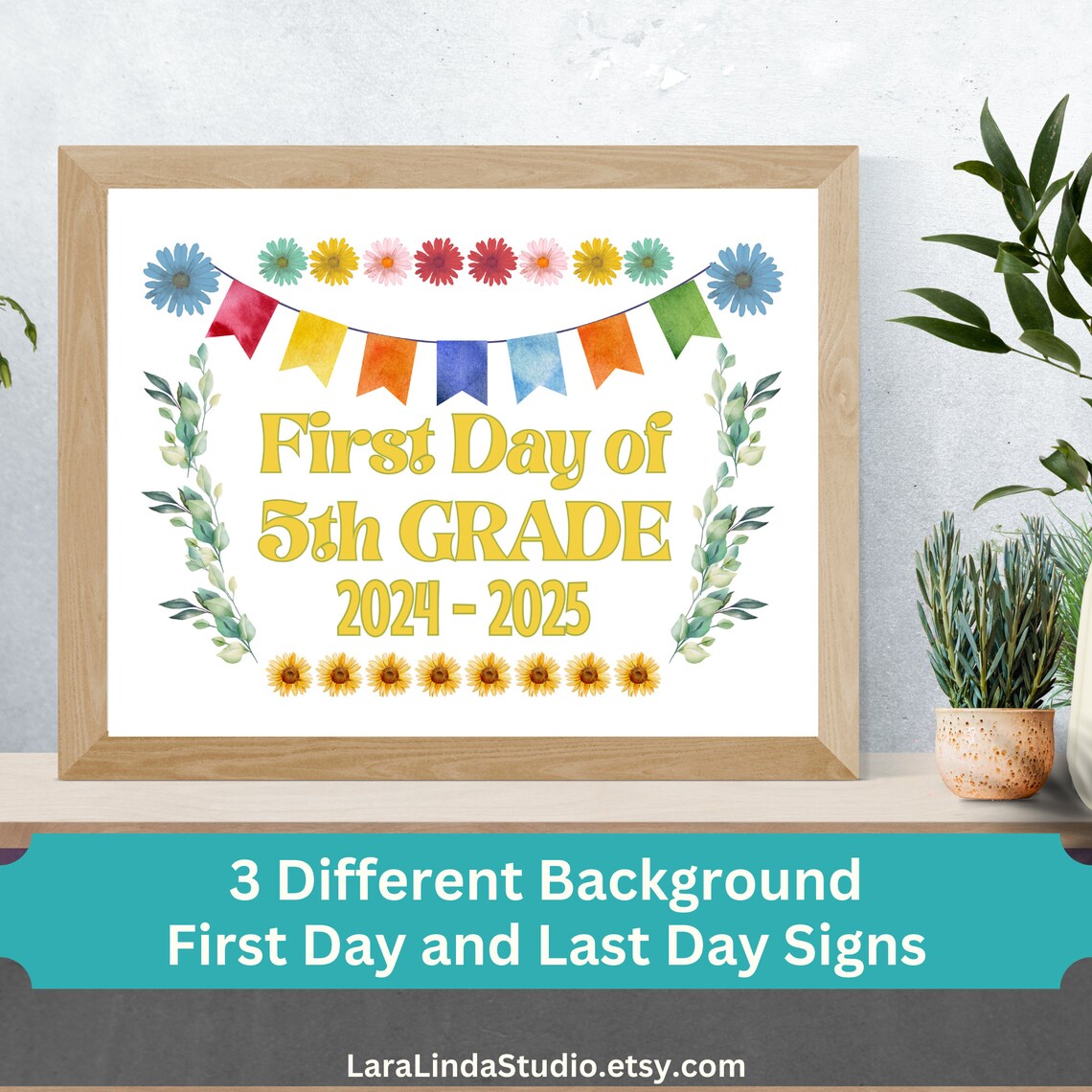 First Day of 5th Grade and Last Day of 5th Grade Signs 2024 2025 School ...