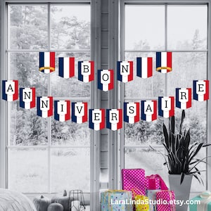 France Flag Birthday Printable Bon Anniversaire Decor Banner in 3 ...