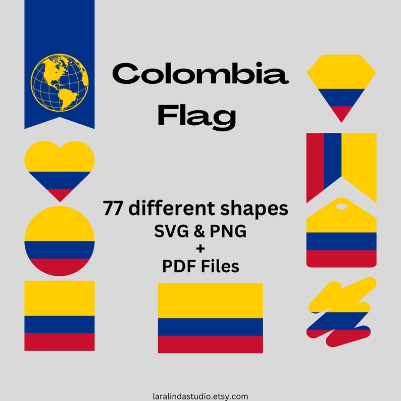 Colombia Flag Bundle 77 SVG & PNG Printable Files for Ready to Use ...
