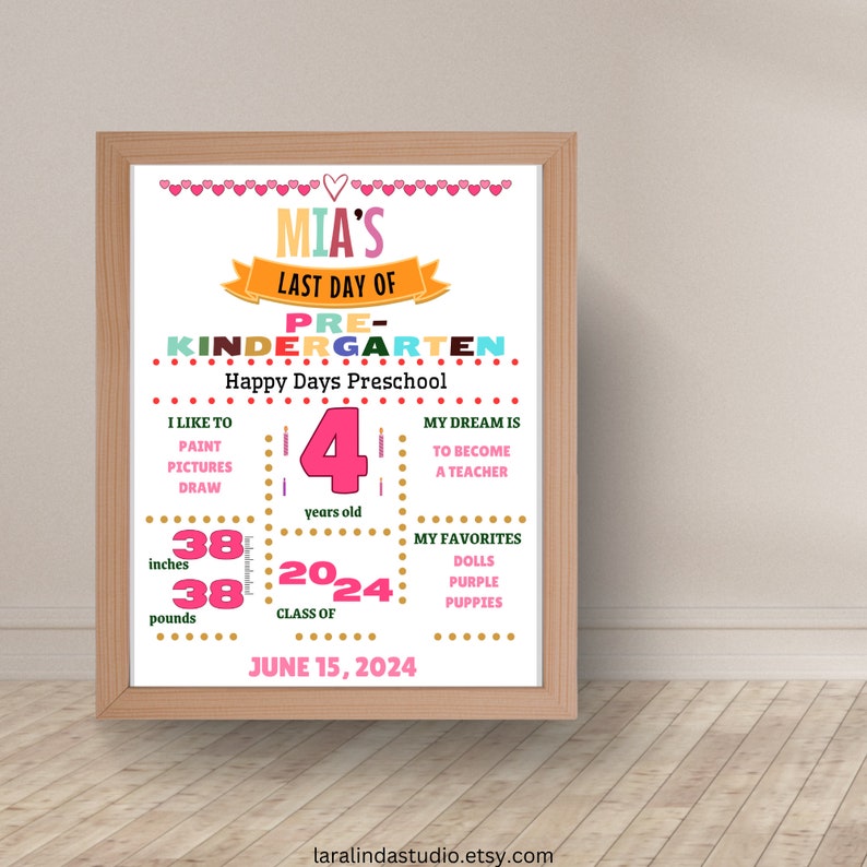 First Day of School & Last Day of School Digital Customized Signs 2024 ...