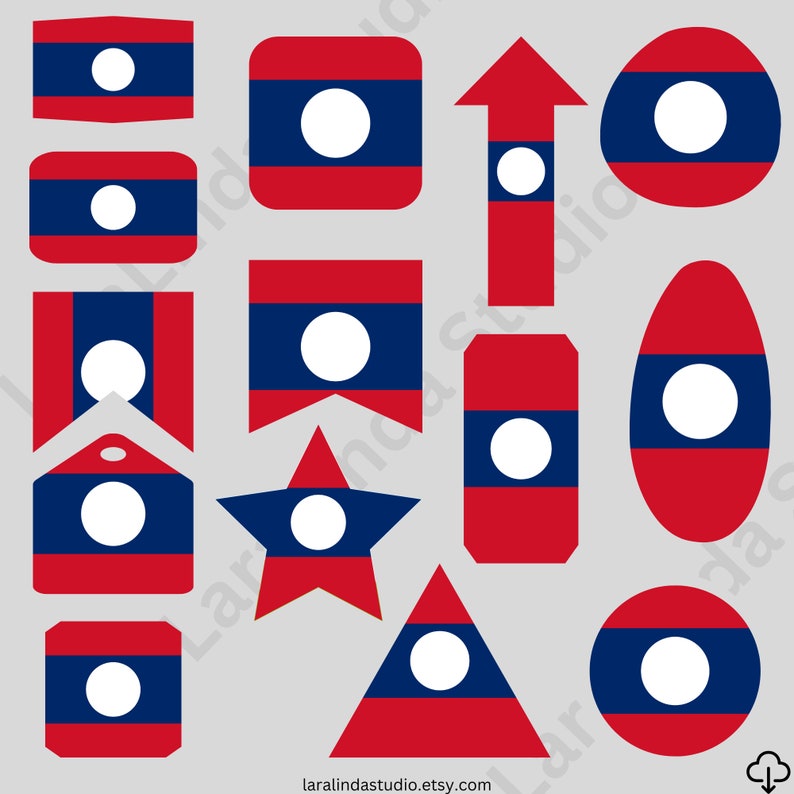Laos Flag Bundle 77 SVG & 77 PNG Printable Files for Ready to Use ...