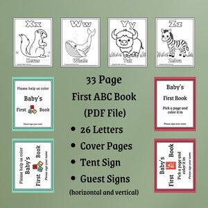 Baby's First ABC Book Gift Baby Shower Coloring Book Animal Coloring ...