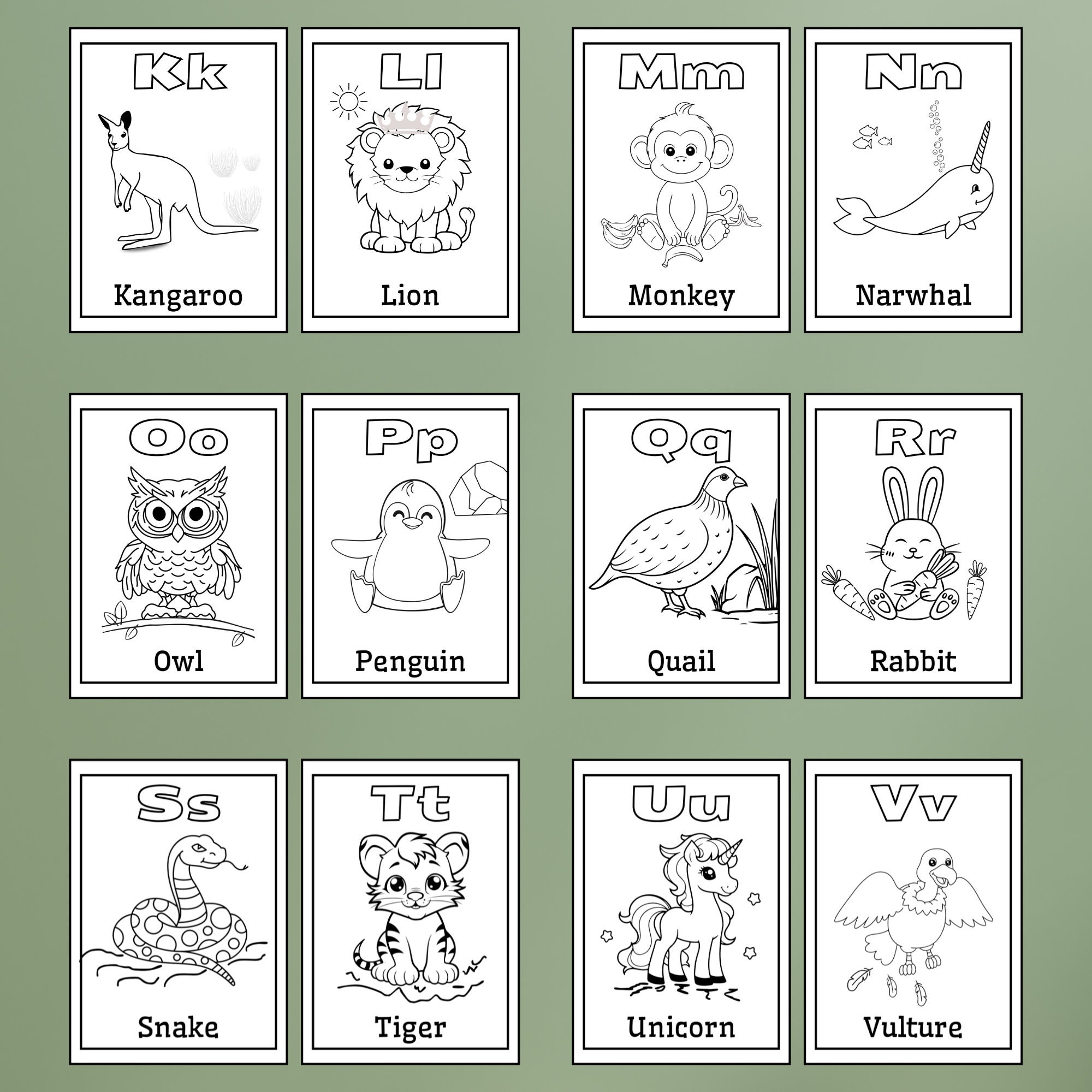 Baby Shower Coloring Book Baby's First ABC Book Gift Animal Coloring ...
