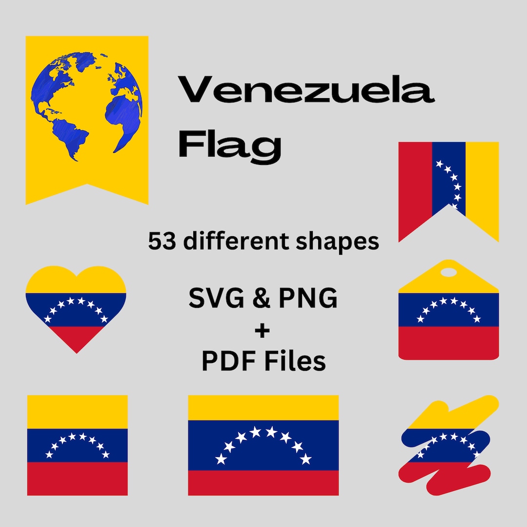 Venezuela Flag Bundle 53 SVG PNG Files for Ready to Print South America ...