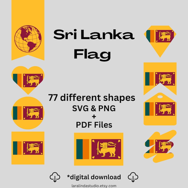 Sri Lanka Flag Bundle 77 SVG & 77 PNG Printable Files for Ready to Use ...