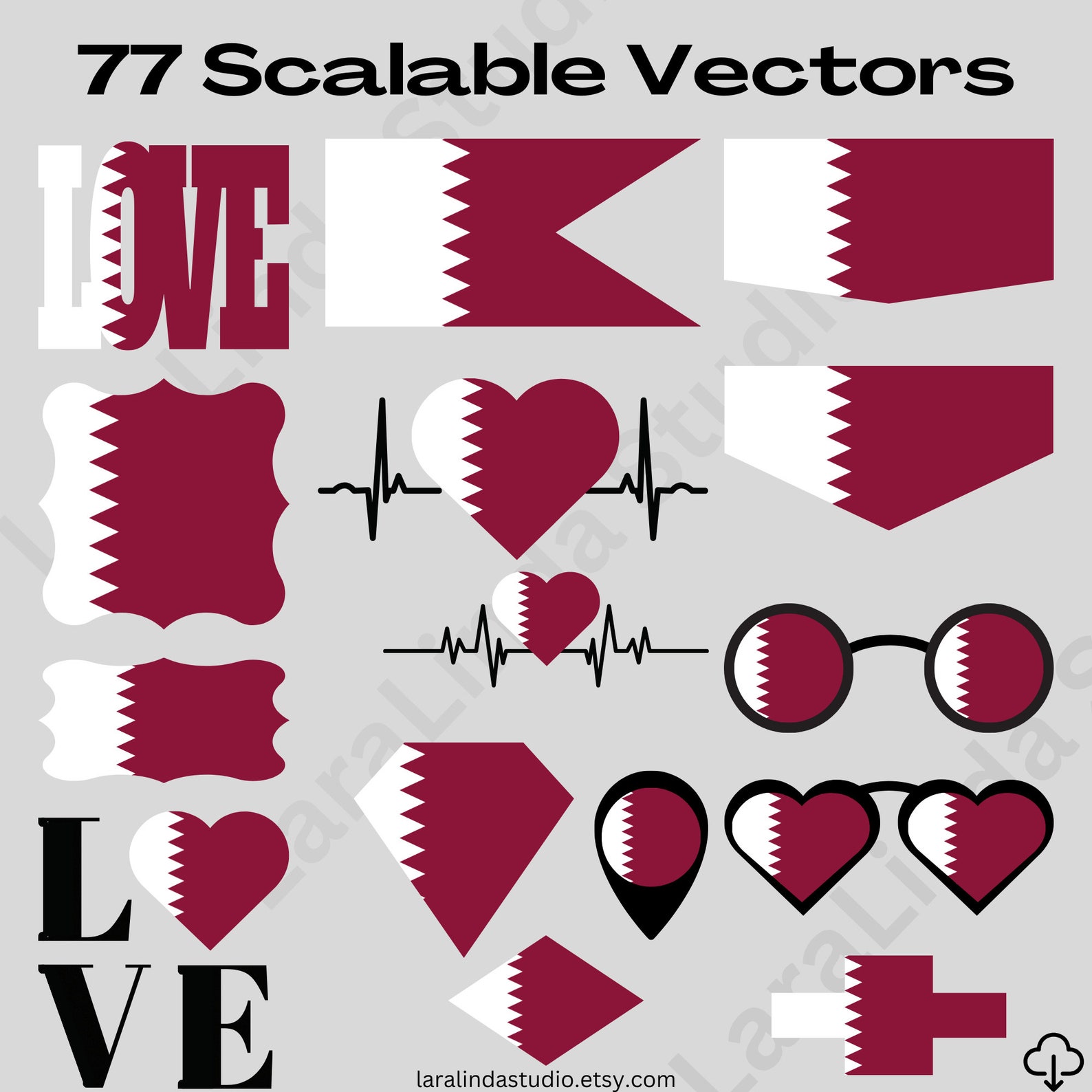 Qatar Flag Bundle 77 SVG & 77 PNG Printable Files for Ready to Use ...