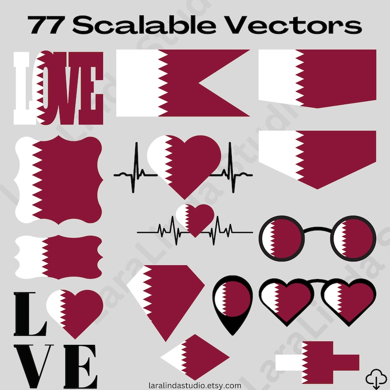 Qatar Flag Bundle 77 SVG & 77 PNG Printable Files for Ready to Use ...