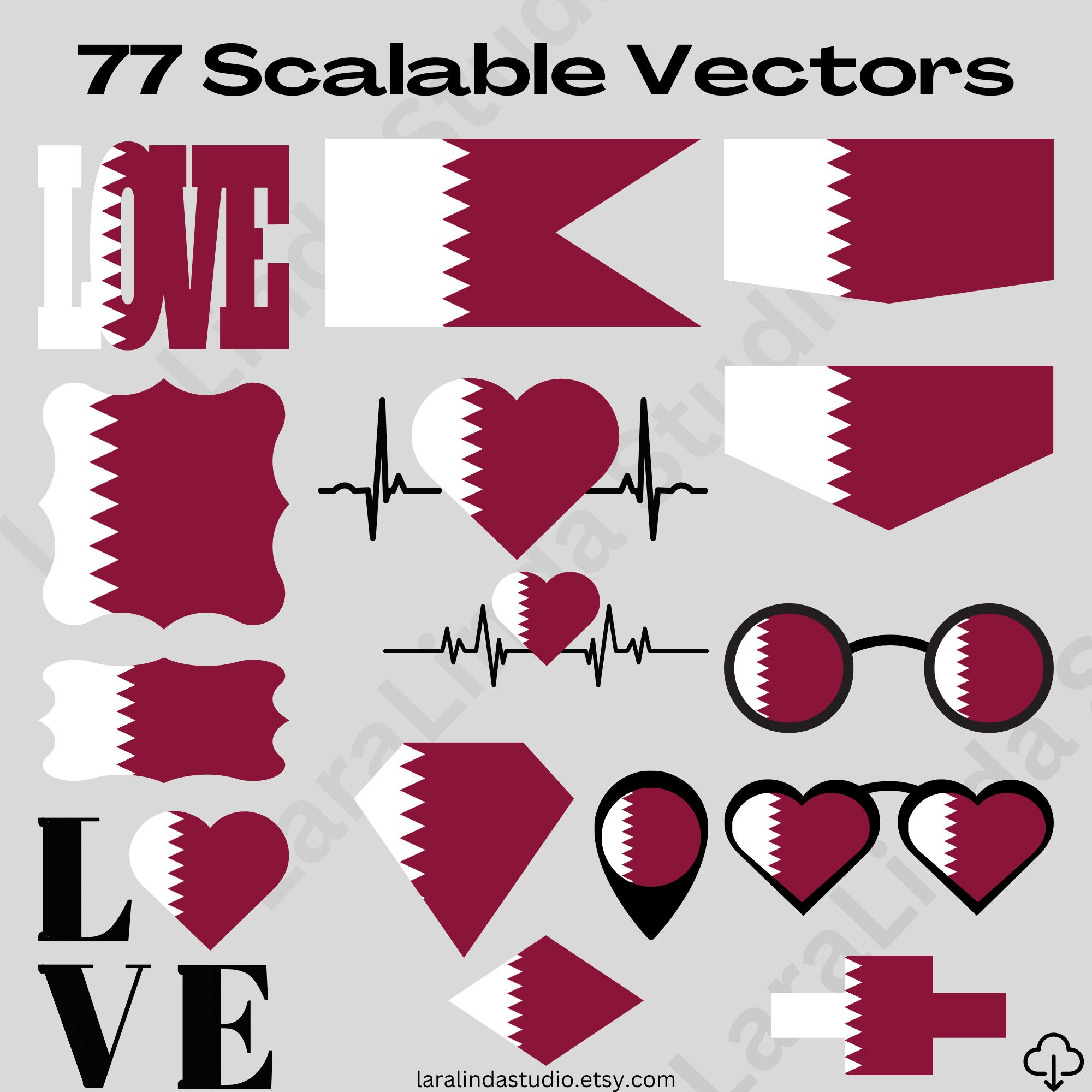 Qatar Flag Bundle 77 SVG & 77 PNG Printable Files for Ready to Use ...