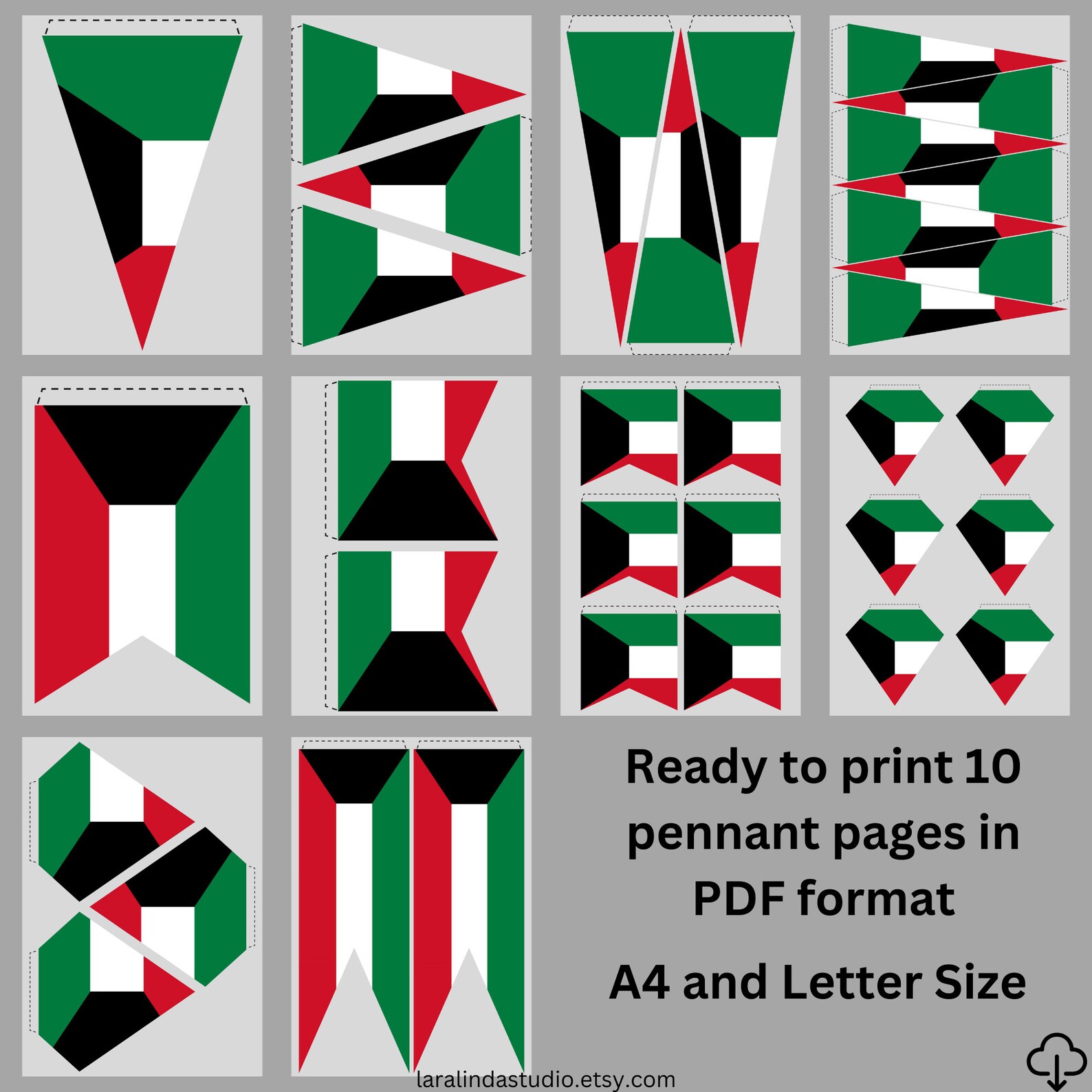 Kuwait Flag Bundle 77 SVG & 77 PNG Printable Files for Ready to Use ...