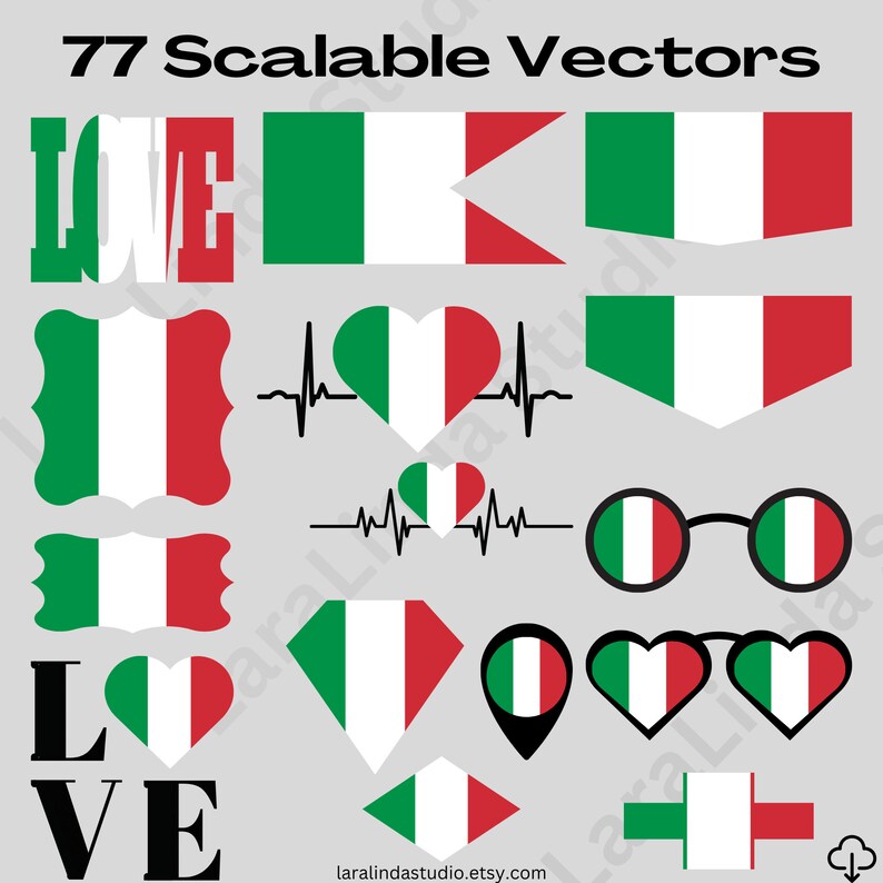 Italy Flag Bundle 77 SVG & PNG Printable Files for Ready to Use Designs ...