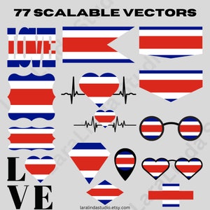 Costa Rica Flag Bundle 77 SVG & PNG Printable Files for Ready to Use ...