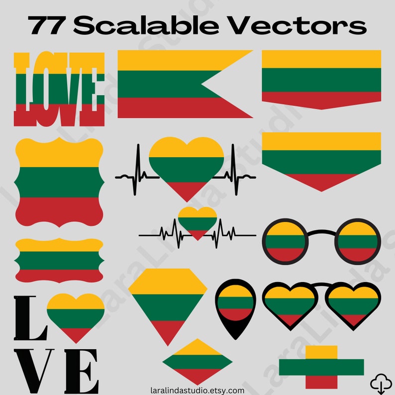 Lithuania Flag Bundle 77 SVG & PNG Printable Files for Ready to Use ...