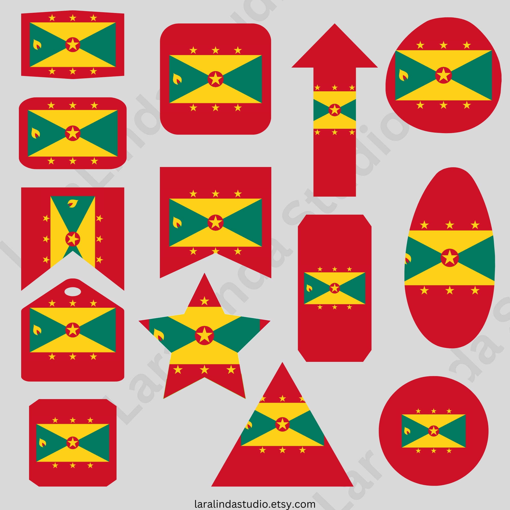 Grenada Flag Bundle 77 SVG & PNG Printable Files for Ready to Use Designs North America Country ...