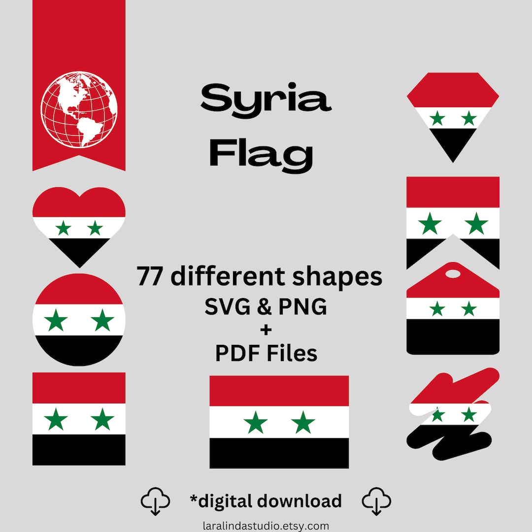 Syria Flag Bundle 77 SVG & 77 PNG Printable Files for Ready to Use ...