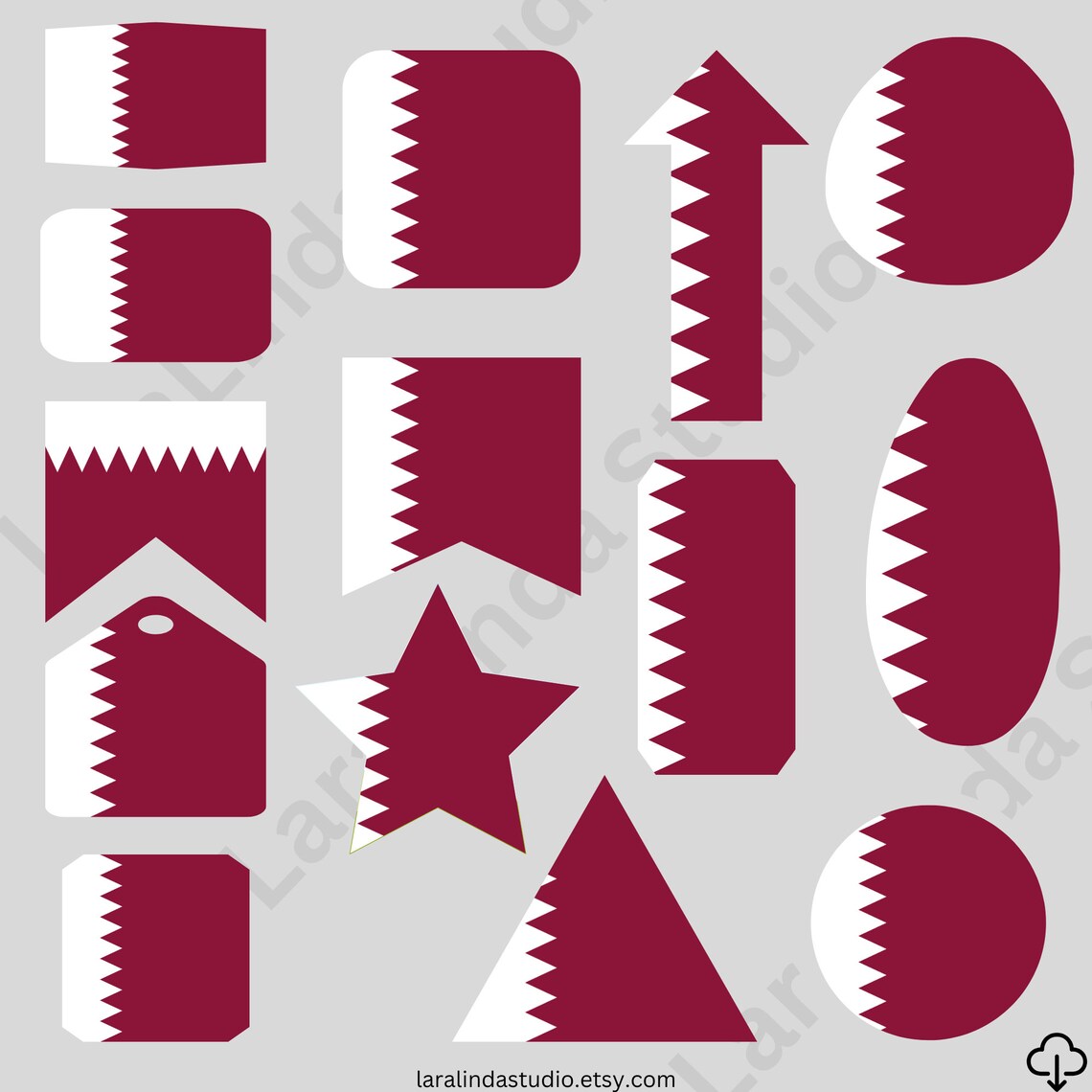 Qatar Flag Bundle 77 SVG & 77 PNG Printable Files for Ready to Use ...
