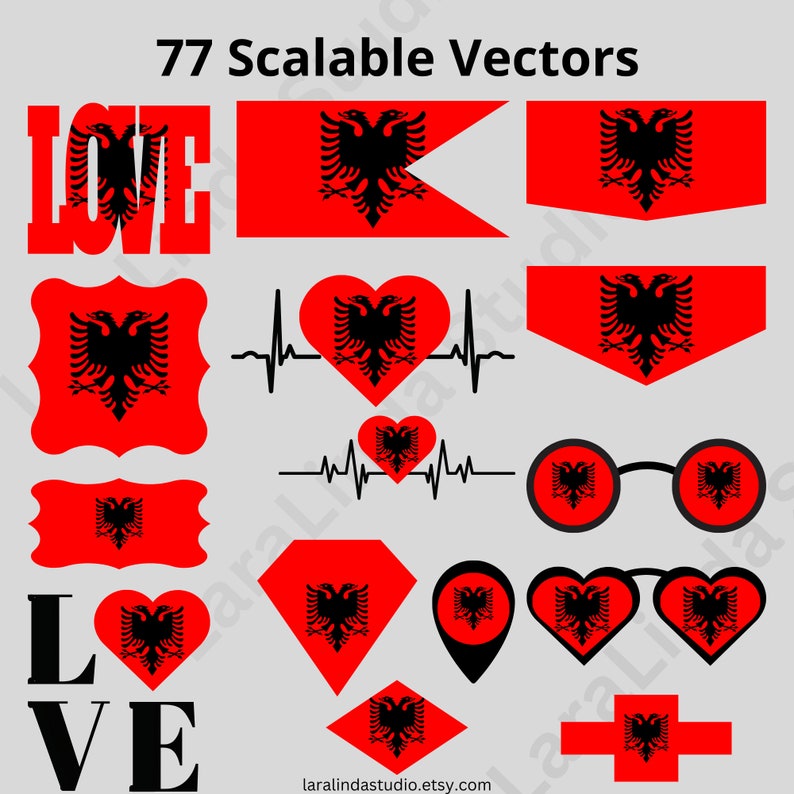 Albania Flag Bundle 77 SVG & PNG Printable Files for Ready to Use ...