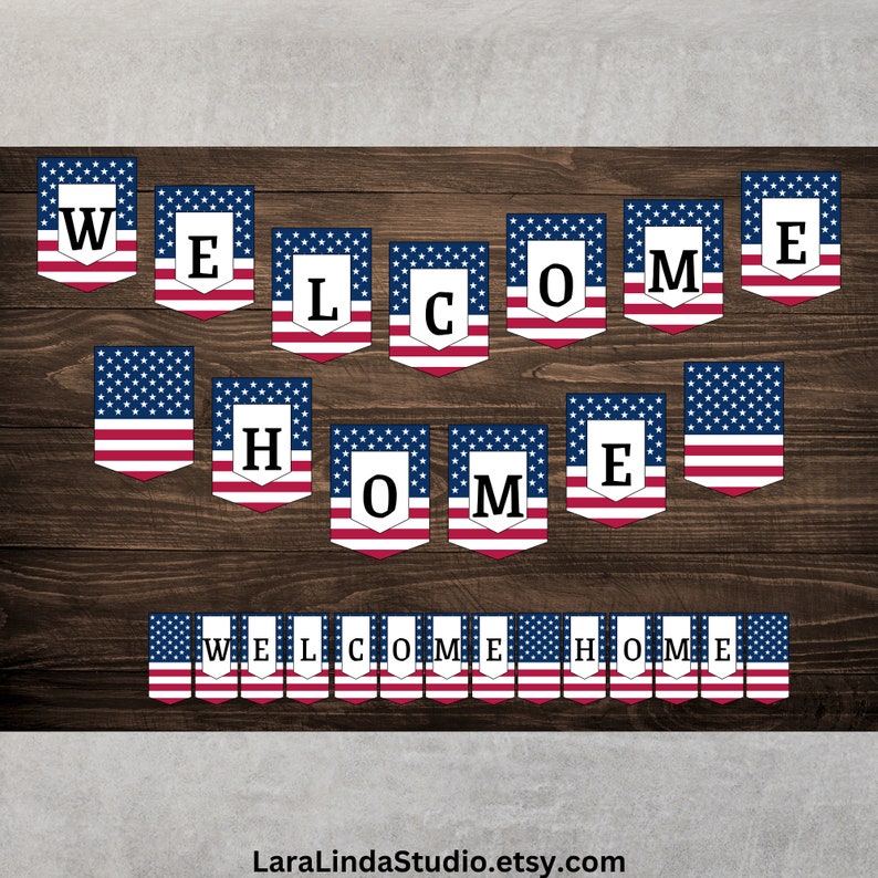 Welcome Home Banners for USA Flag Theme Homecoming Party With Custom ...