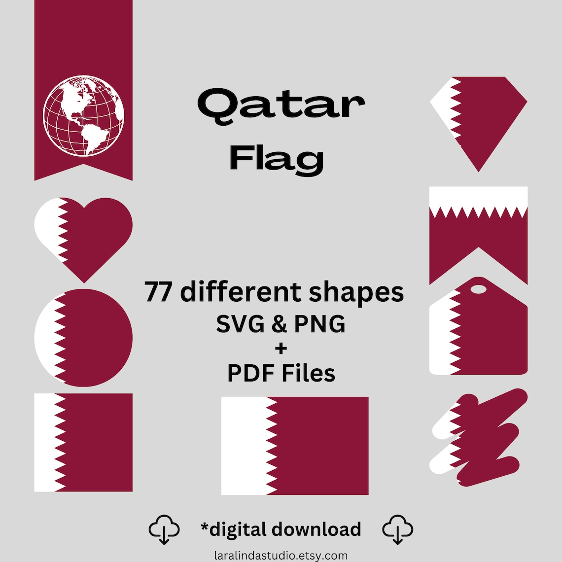Qatar Flag Bundle 77 SVG & 77 PNG Printable Files for Ready to Use ...