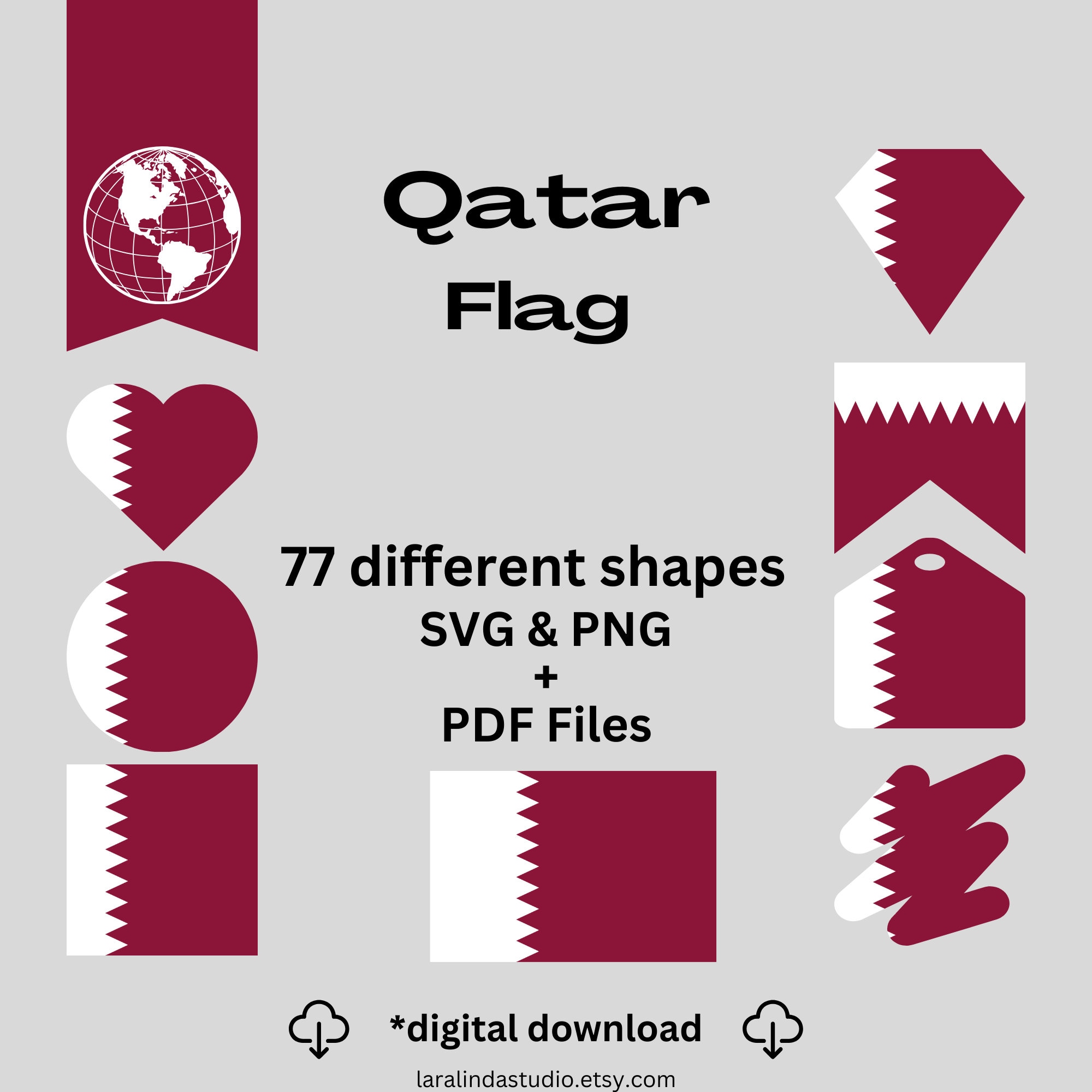Qatar Flag Bundle 77 SVG & 77 PNG Printable Files for Ready to Use ...