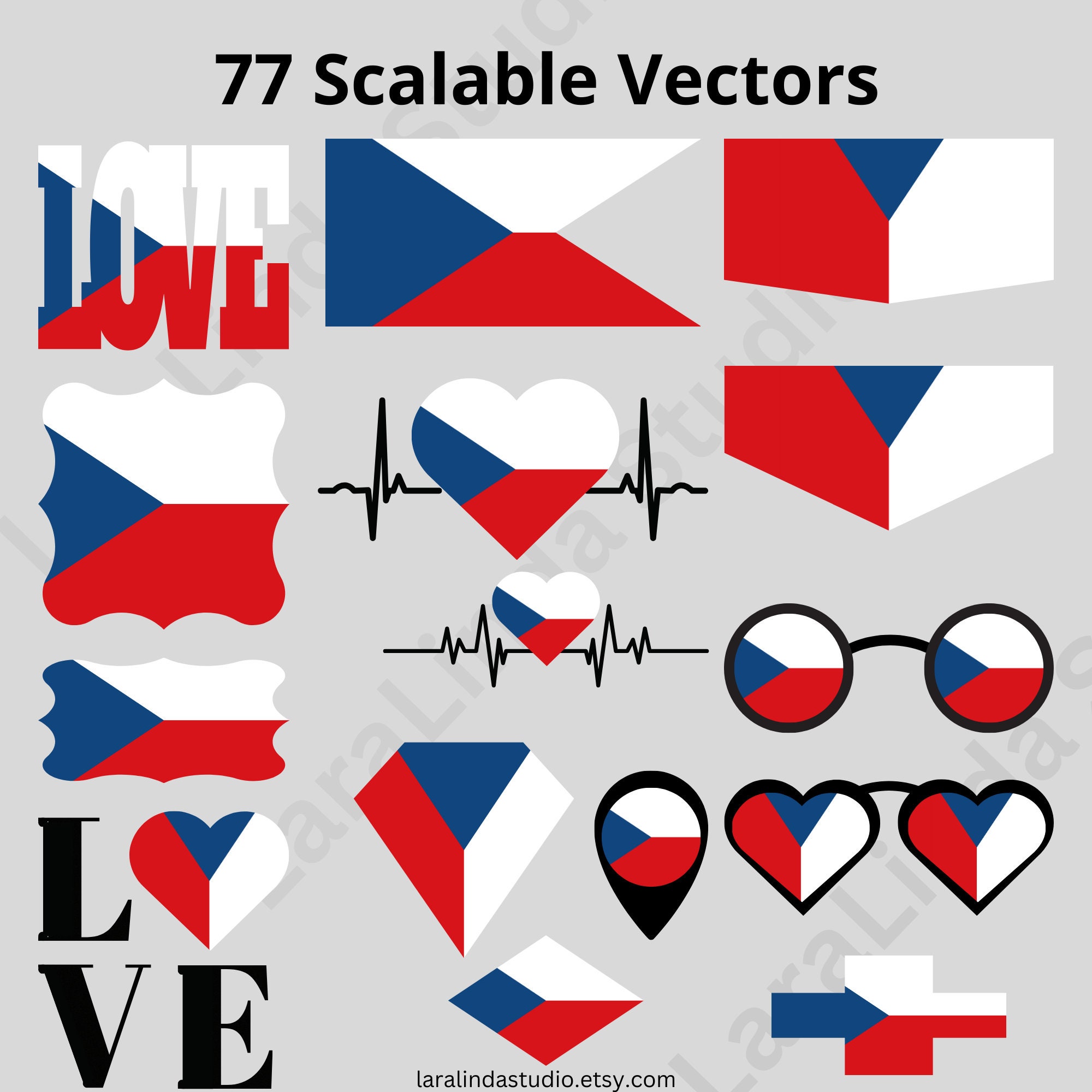 Czech Republic Flag Bundle 77 SVG & PNG Printable Files for Ready to ...