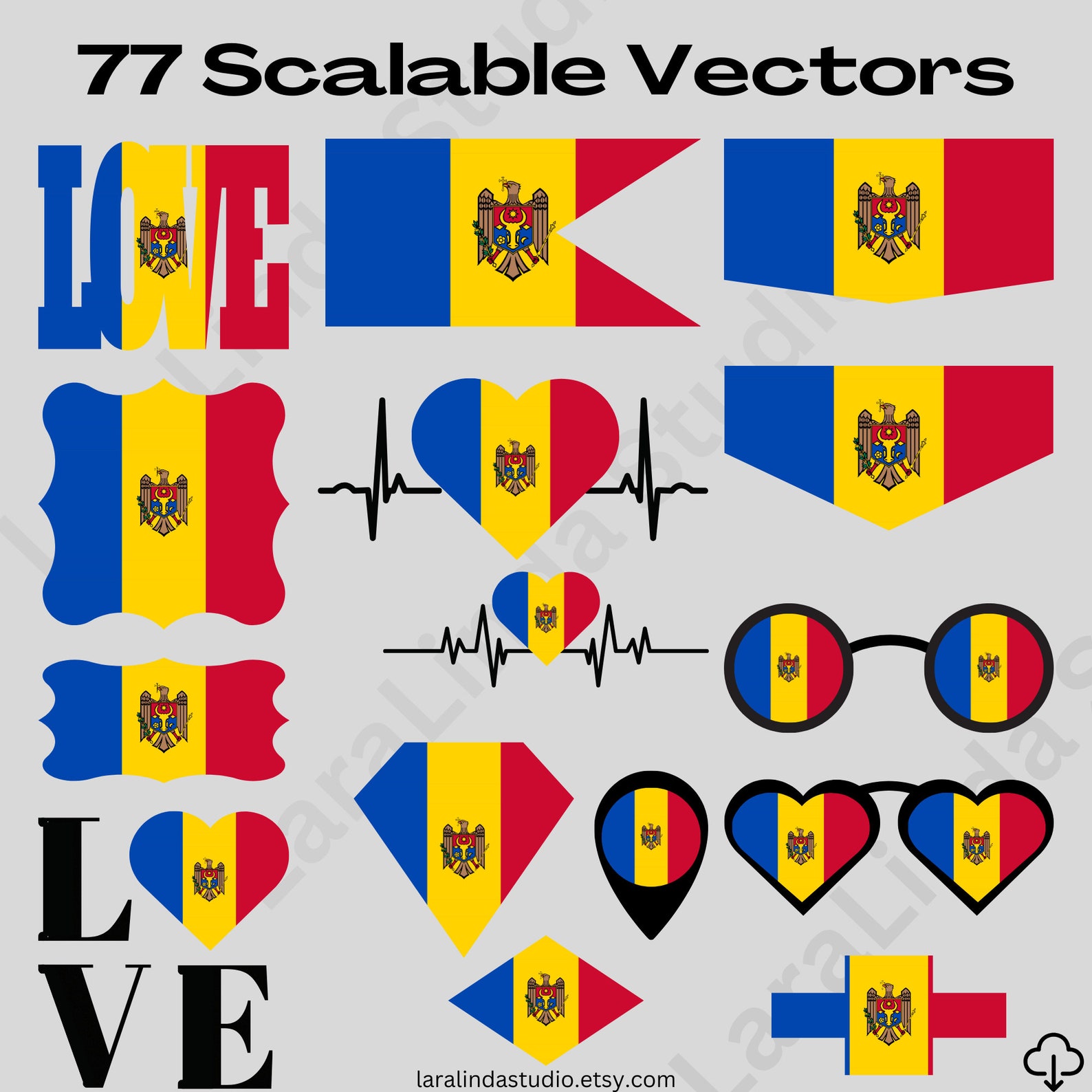 Moldova Flag Bundle 77 SVG & PNG Printable Files for Ready to Use ...